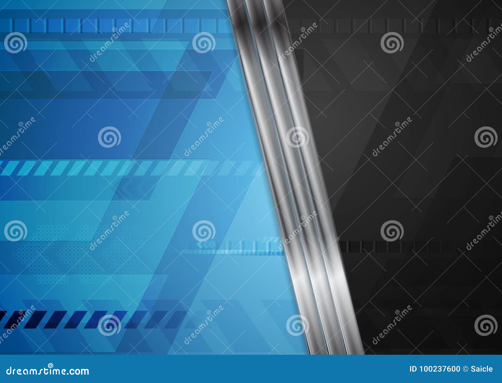 Blue Technology Background with Metal Stripes Stock Vector ...