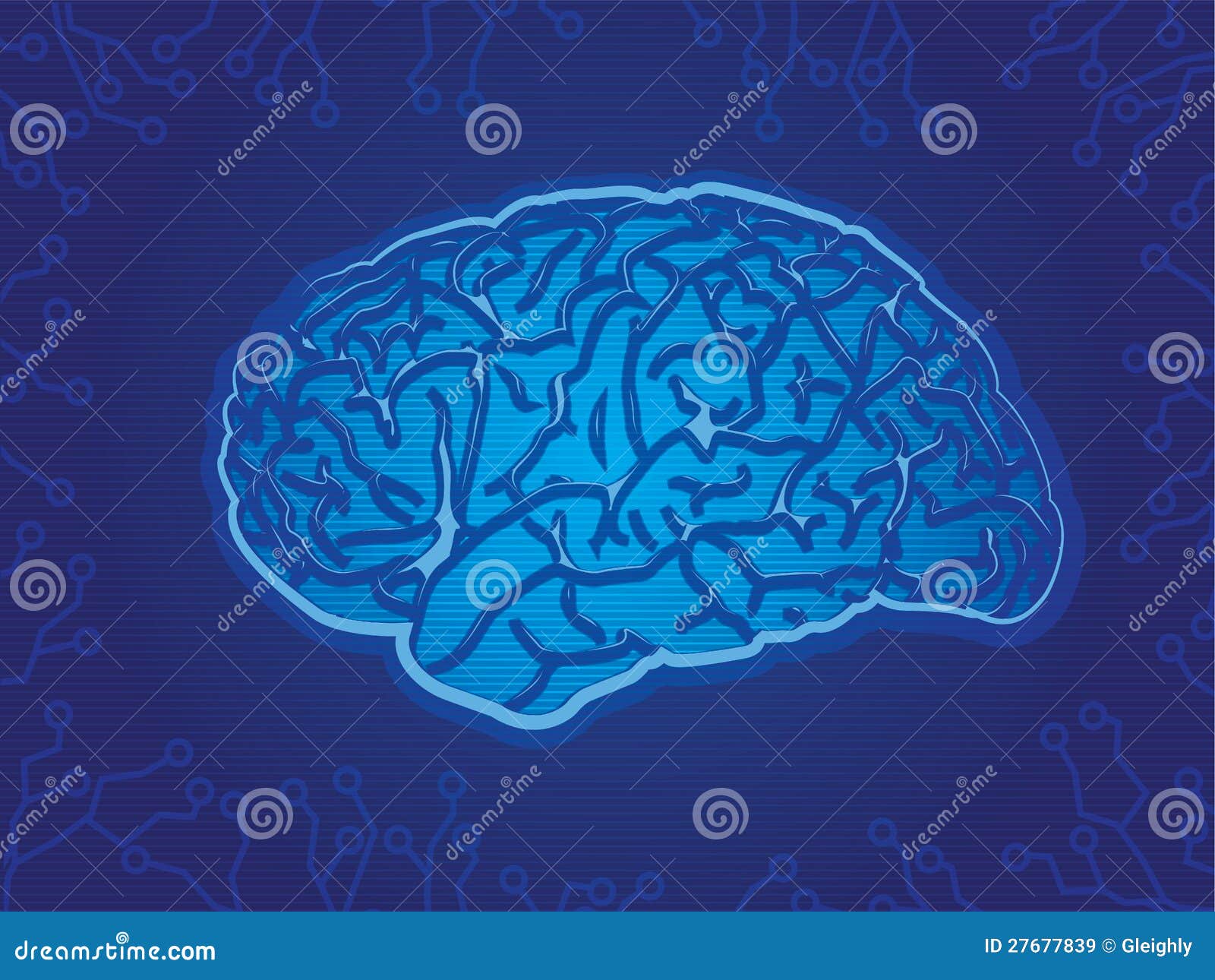 Blue Technology Brain stock vector. Illustration of leaf - 27677839