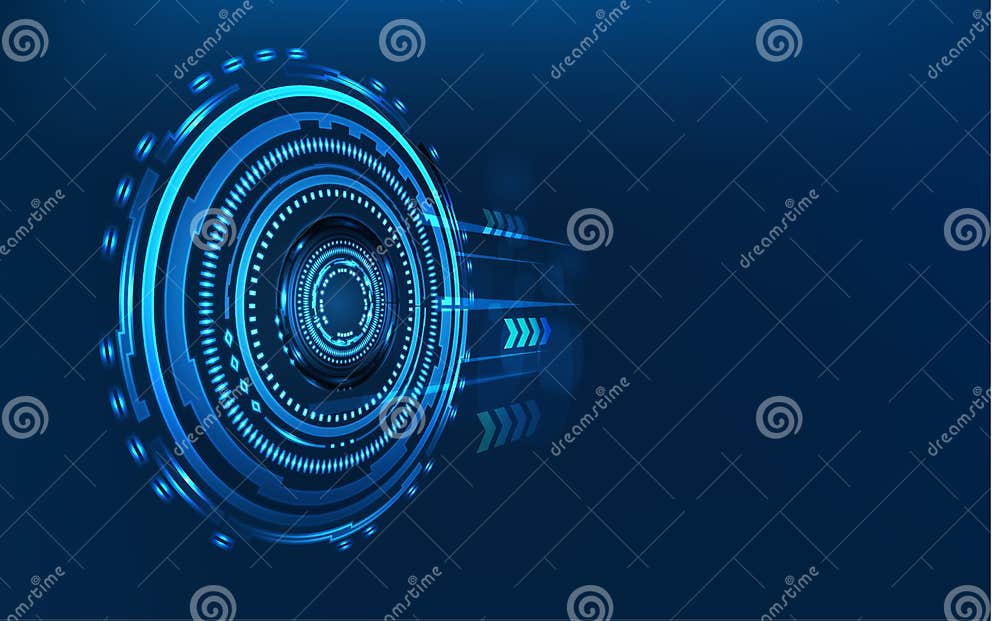 Blue Technology Circle and Computer Abstract Background with Blue and ...