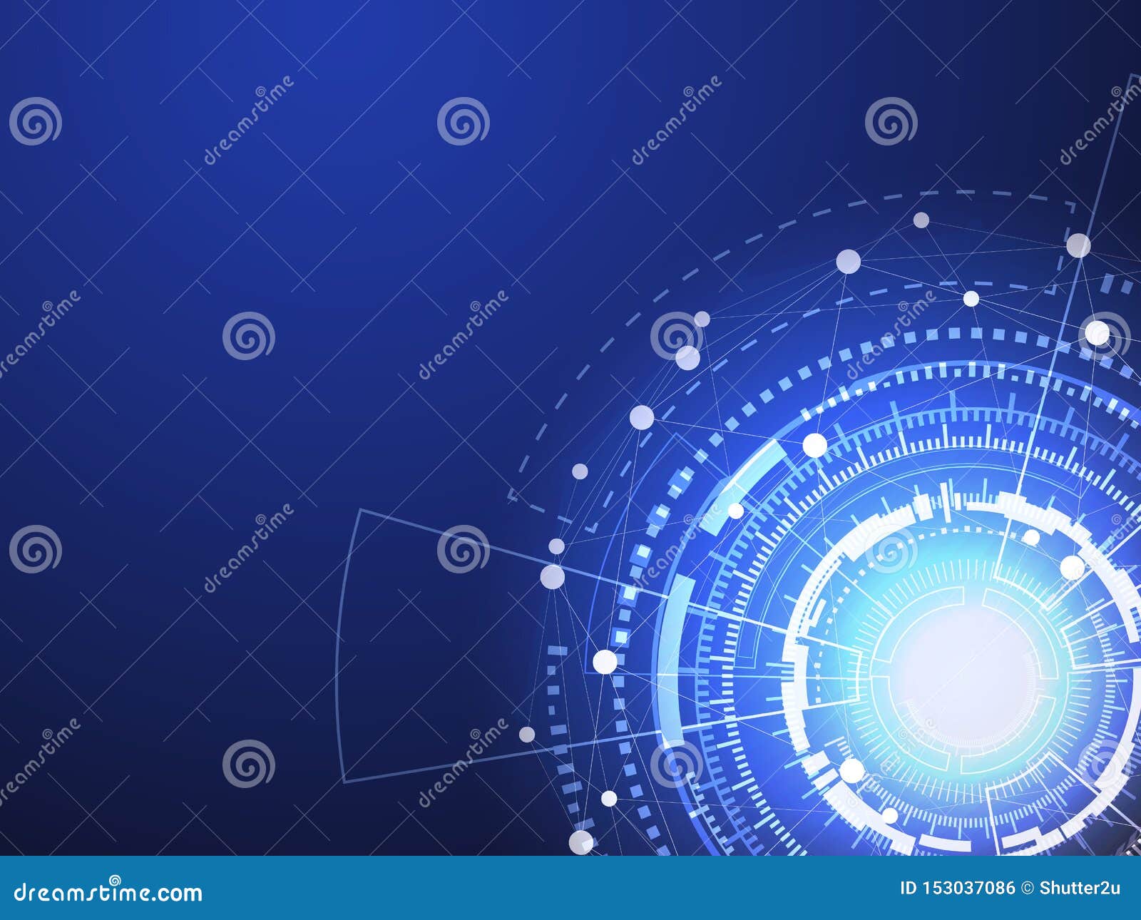 Blue Technology Circle and Computer Science Abstract Background with ...