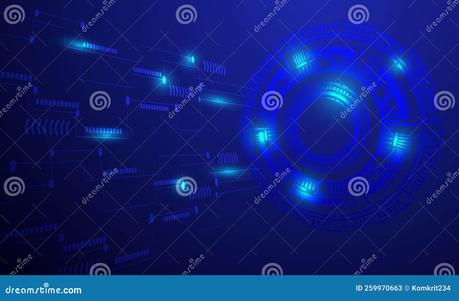 Blue Technology with Circle and Lines Movement Networking Connection ...