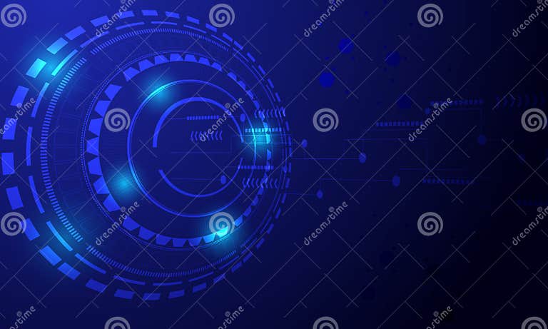 Blue Technology Circle with Lines Networking Connection Abstract ...