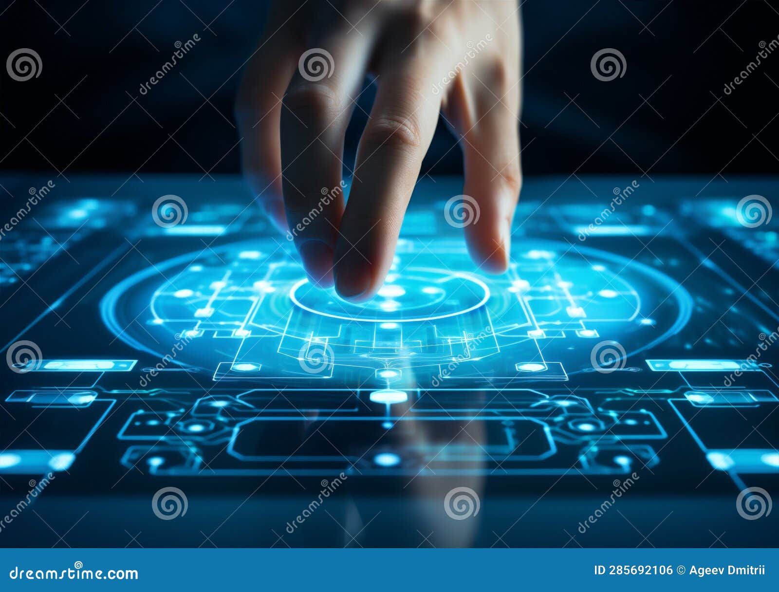 Blue Technology Concept Tech Hand Digital Design Business Virtual ...