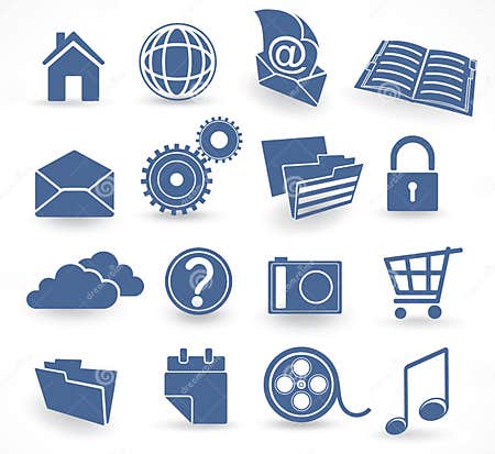 Blue technology icon set stock vector. Illustration of question - 12414664