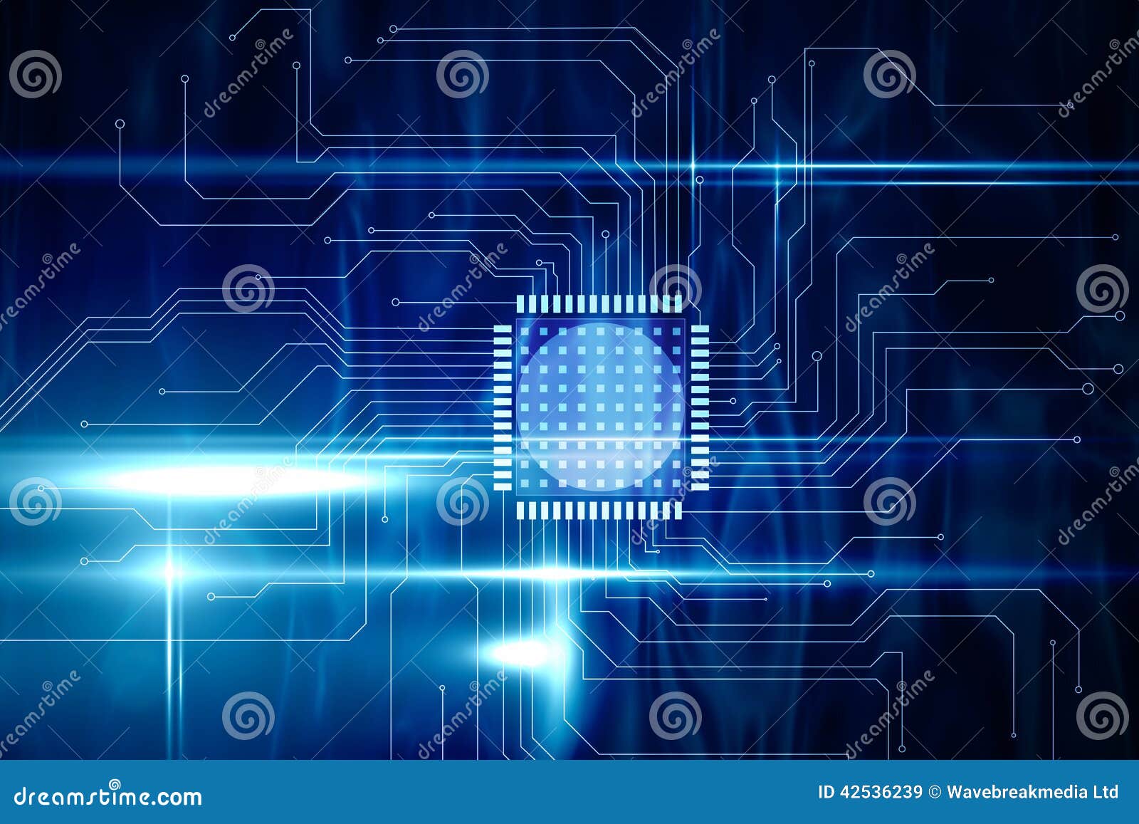 Blue Technology Interface with Circuit Board Stock Illustration ...