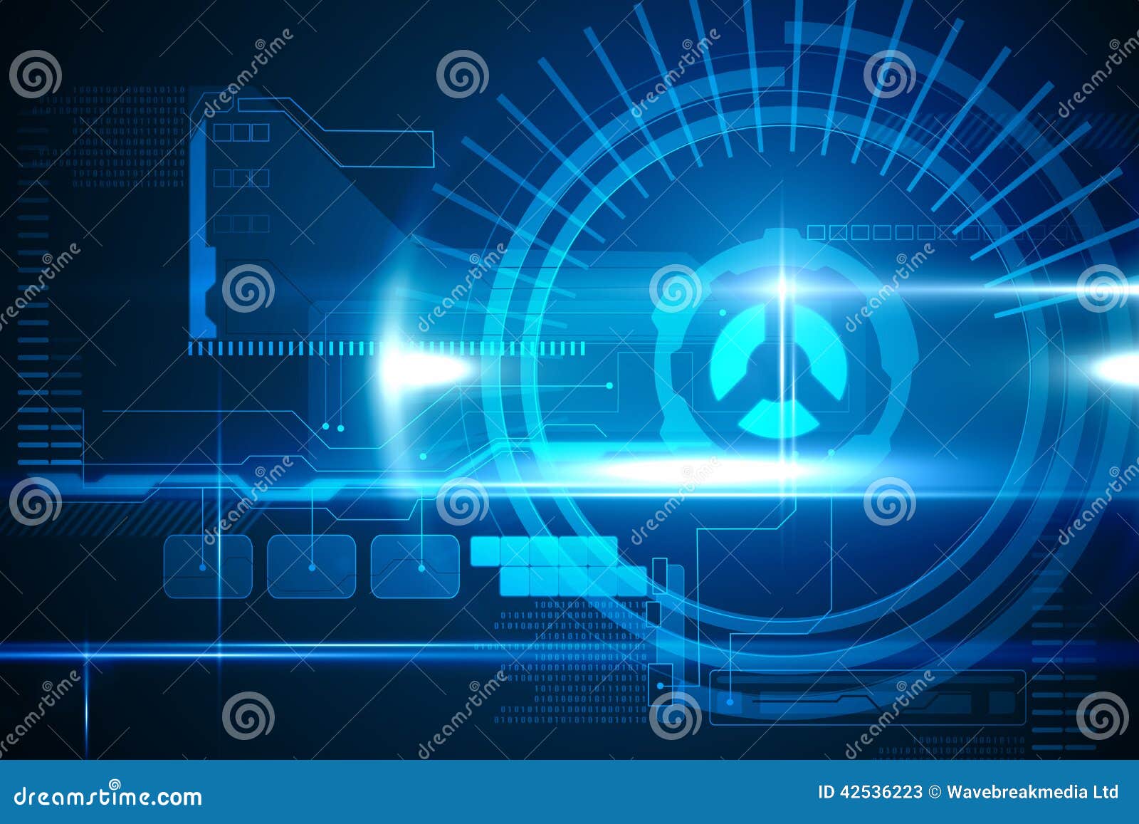 Blue Technology Interface with Dial Stock Illustration - Illustration ...