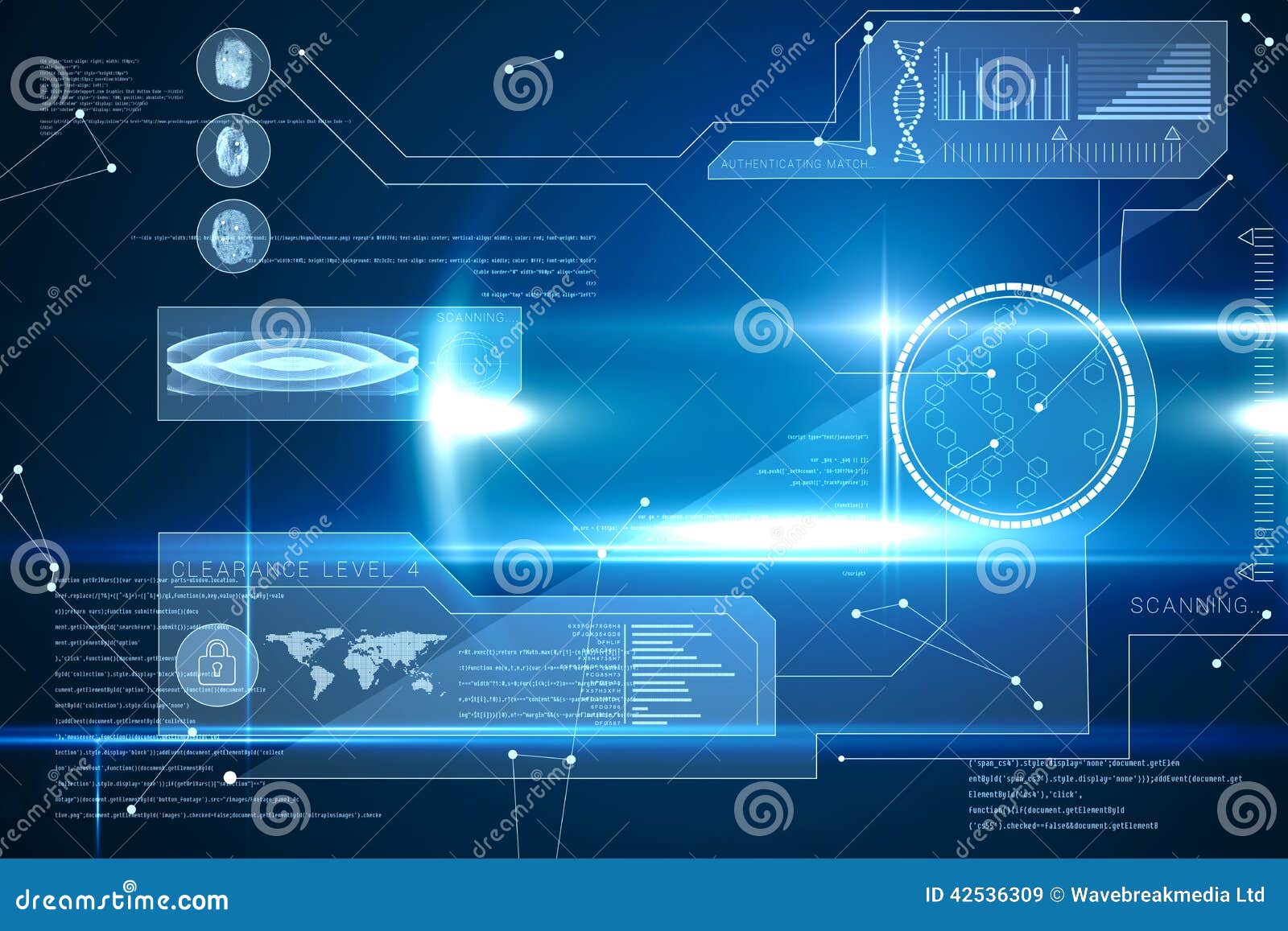 Blue Technology Interface with Glow Stock Illustration - Illustration ...