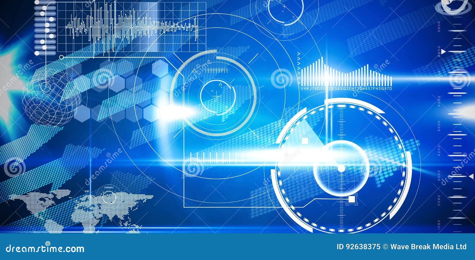 Blue Technology Interface with Glow Stock Illustration - Illustration ...