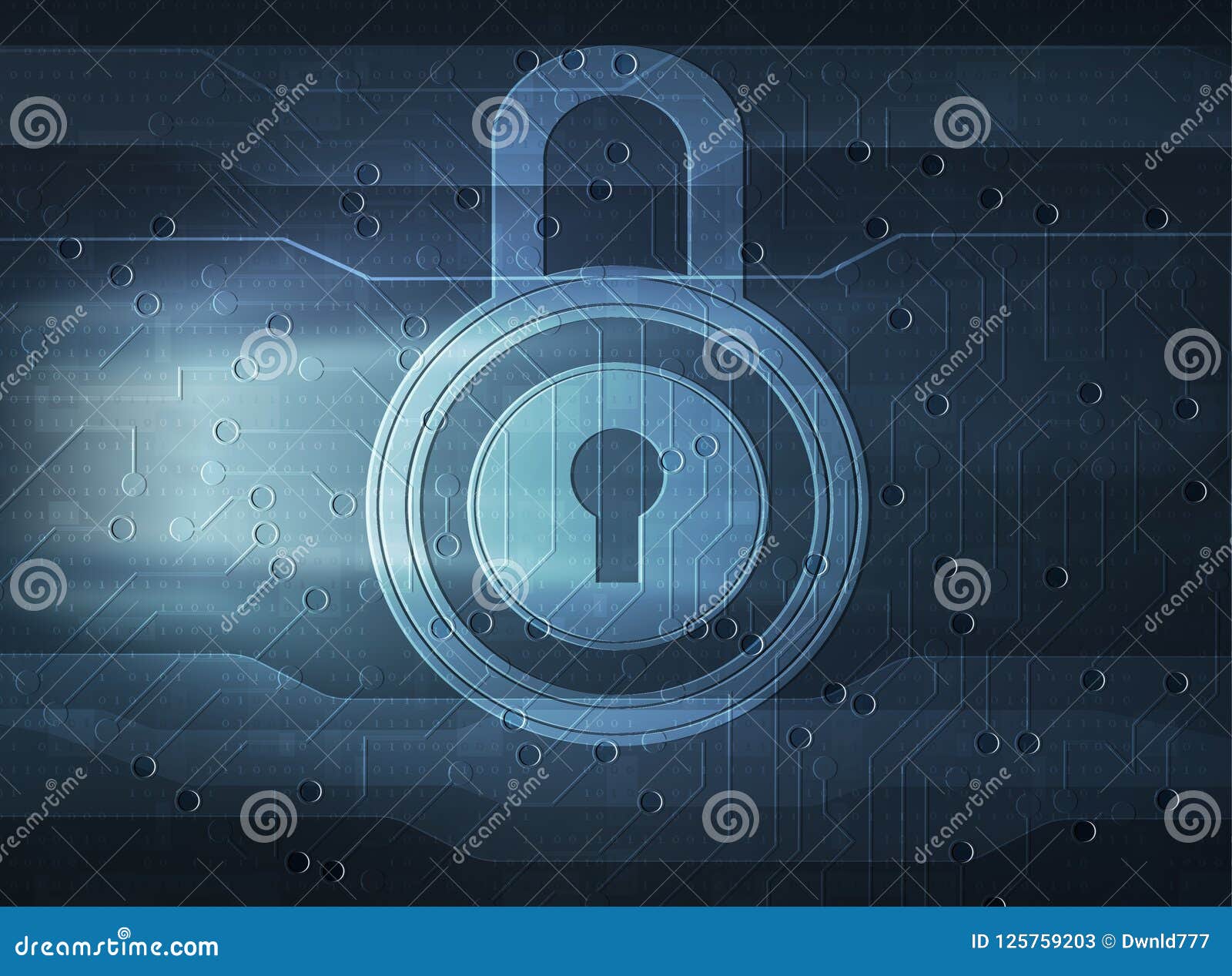 Blue technology lock stock illustration. Illustration of safety - 125759203