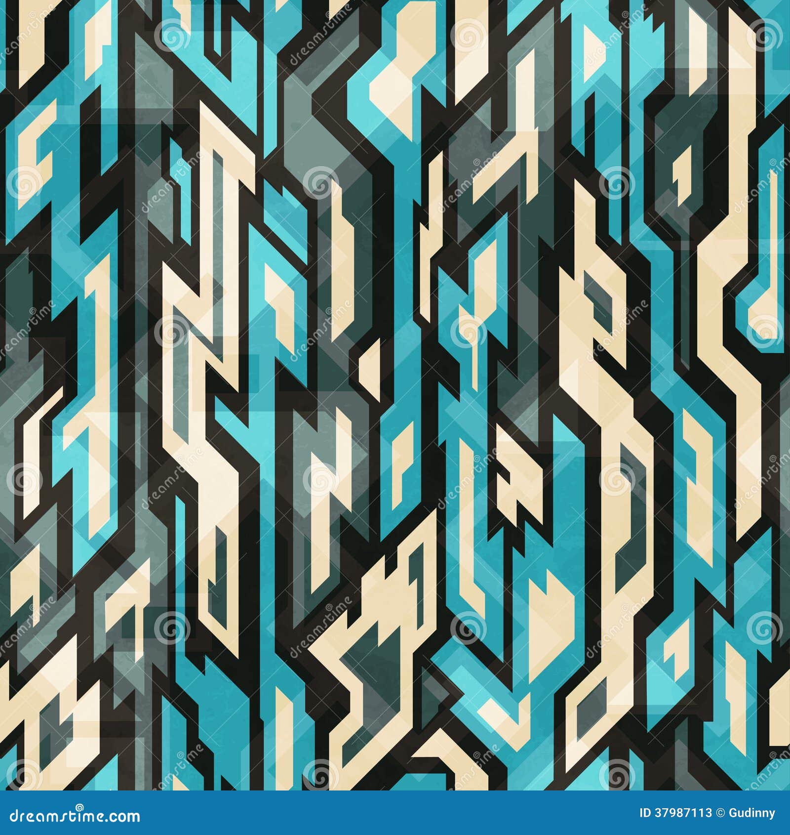 Blue Technology Seamless Pattern with Grunge Effect Stock Vector ...