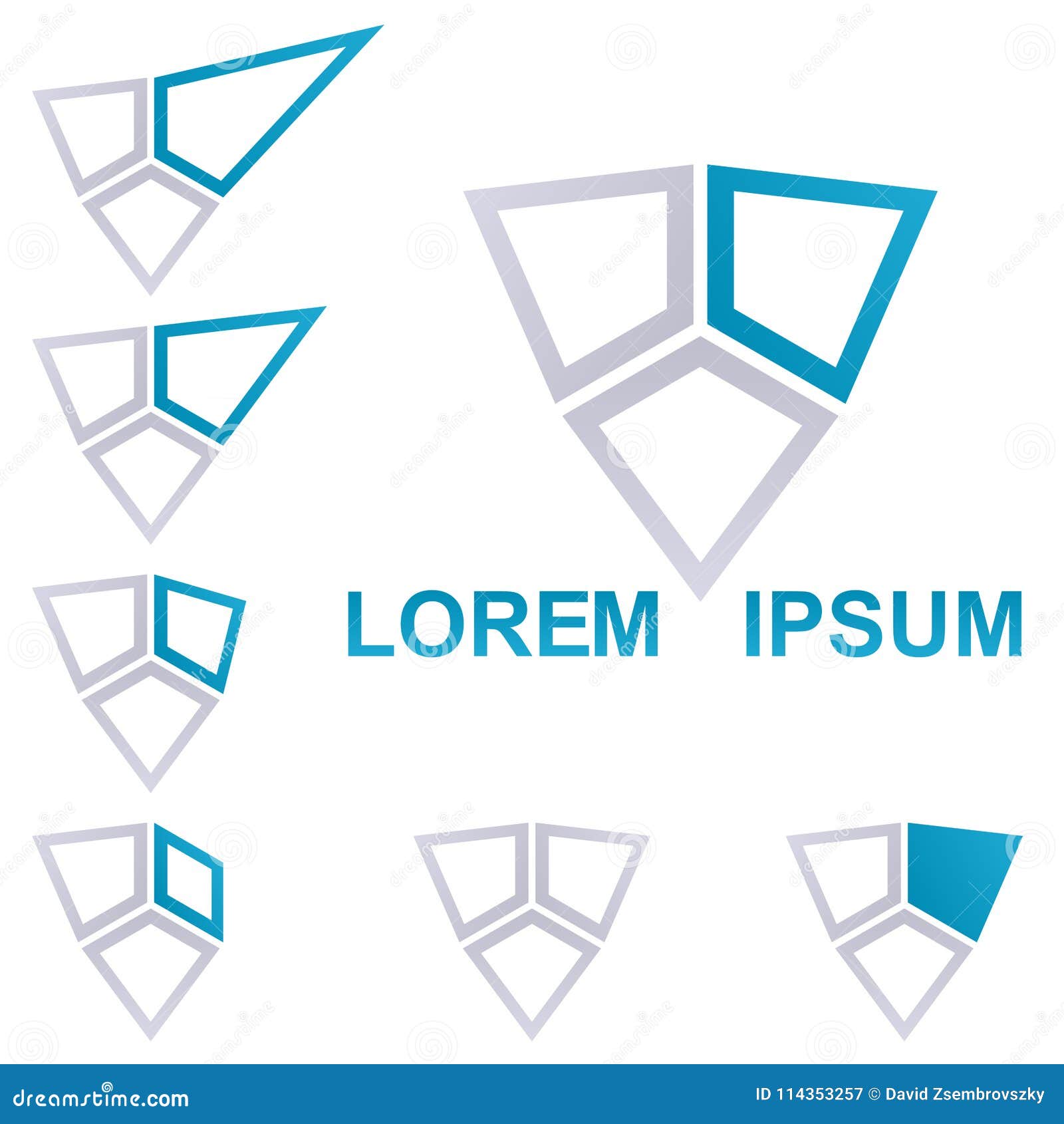 Blue Technology Symbol Logo Design Set Stock Vector - Illustration of ...