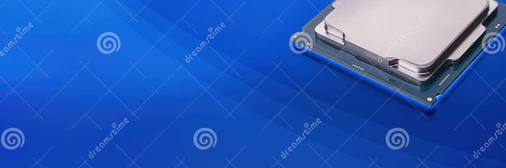 Blue Technology Theme Background with CPU on it Stock Photo - Image of ...