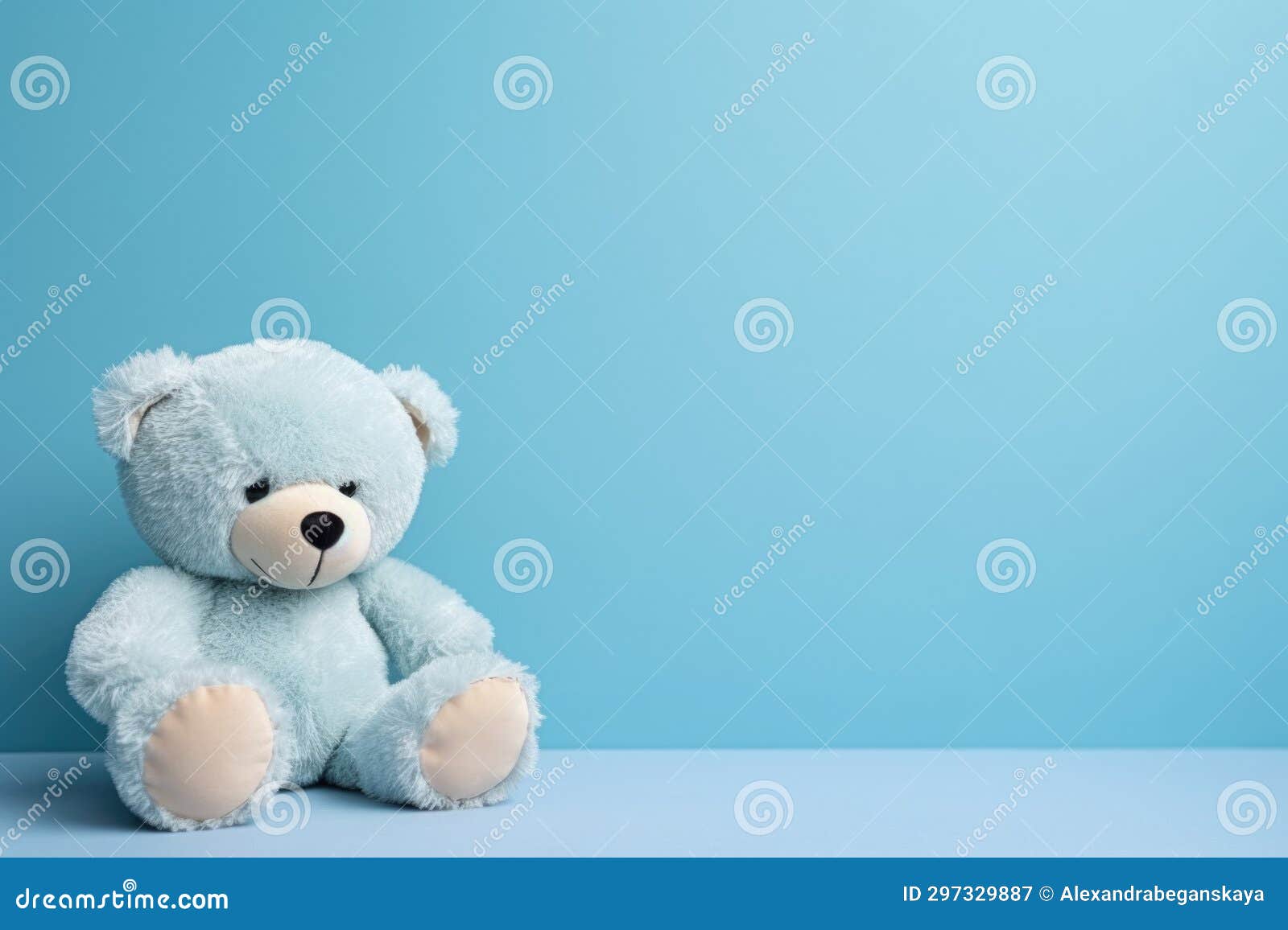A Blue Teddy Bear Sits on a Blue Background Stock Illustration ...