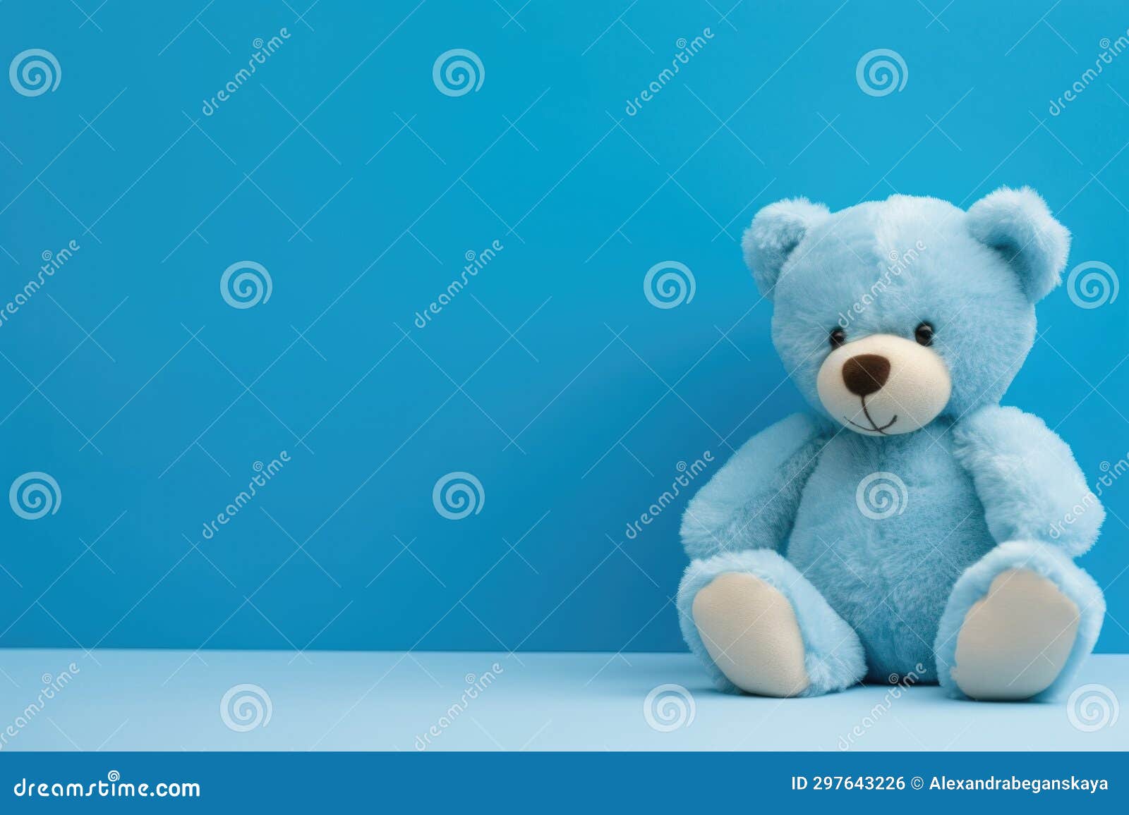 A Blue Teddy Bear Sits on a Blue Background Stock Illustration ...