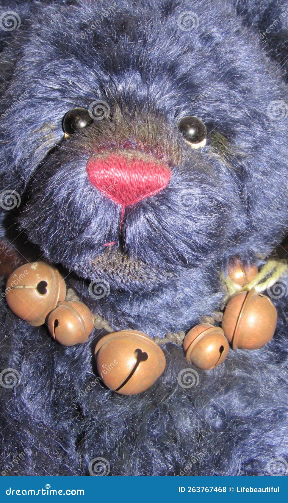 Blue bear with bells stock photo. Image of brown, bird - 263767468