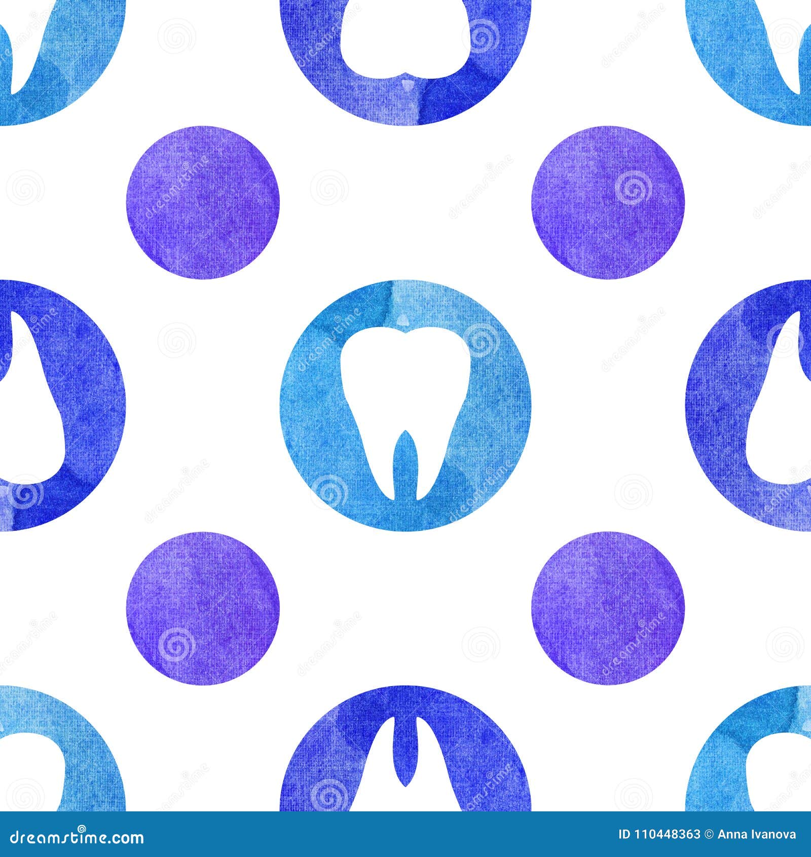 Blue Teeth Seamless Watercolor Pattern Stock Illustration ...