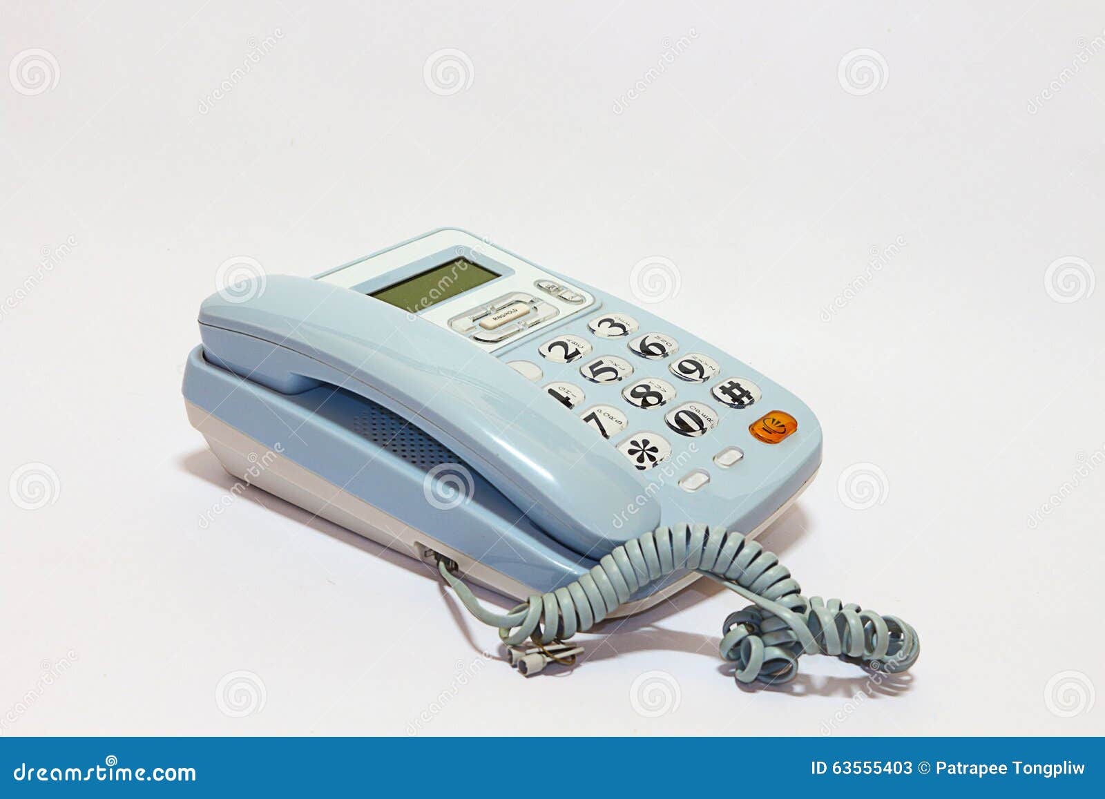 Blue telephone isolated stock image. Image of cord, color - 63555403