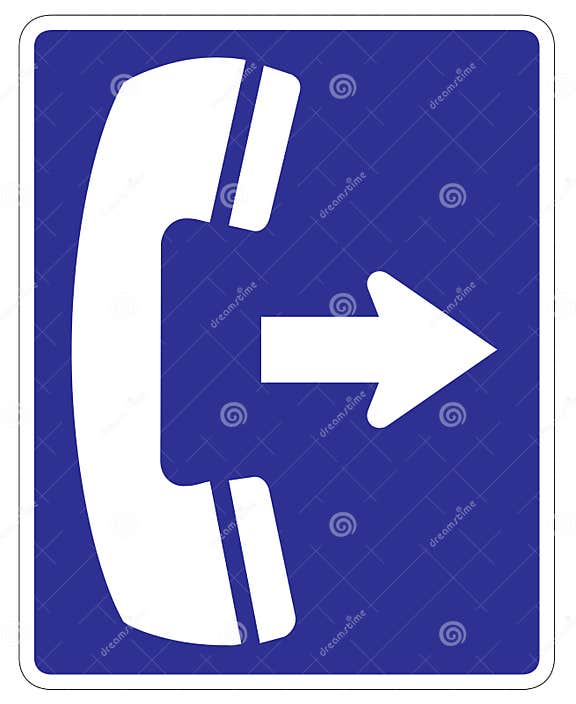 Blue Telephone Sign on White Stock Illustration - Illustration of ...