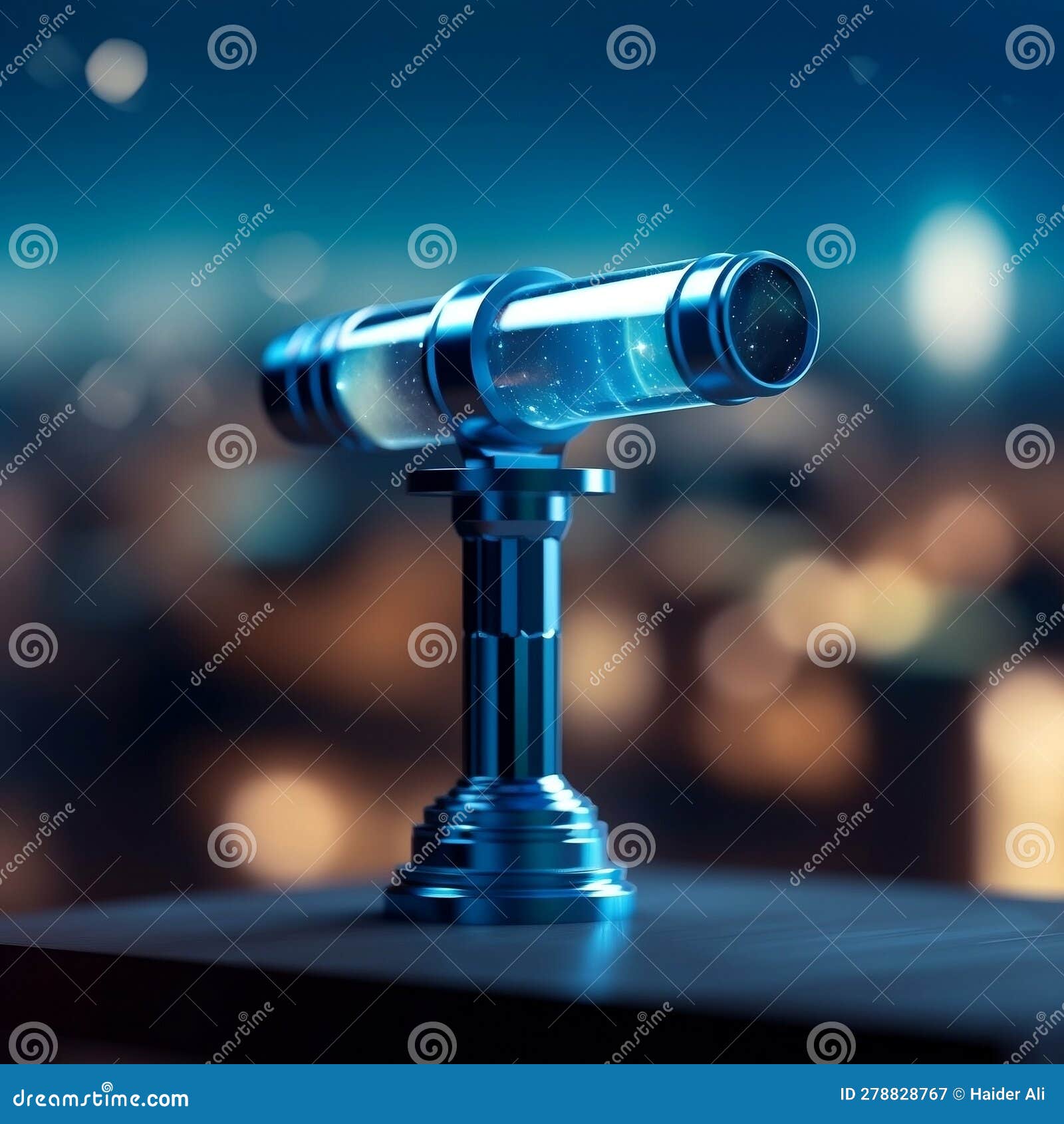 Blue Telescope with Blurred City Background. Generative AI Stock ...