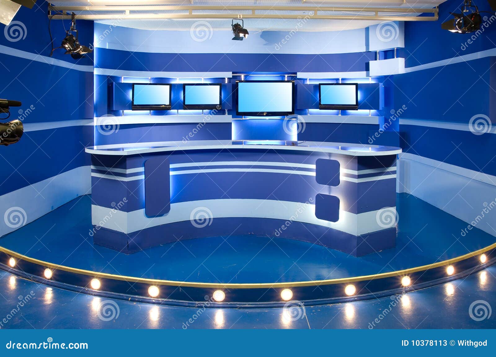 Blue television studio stock image. Image of fixture - 10378113