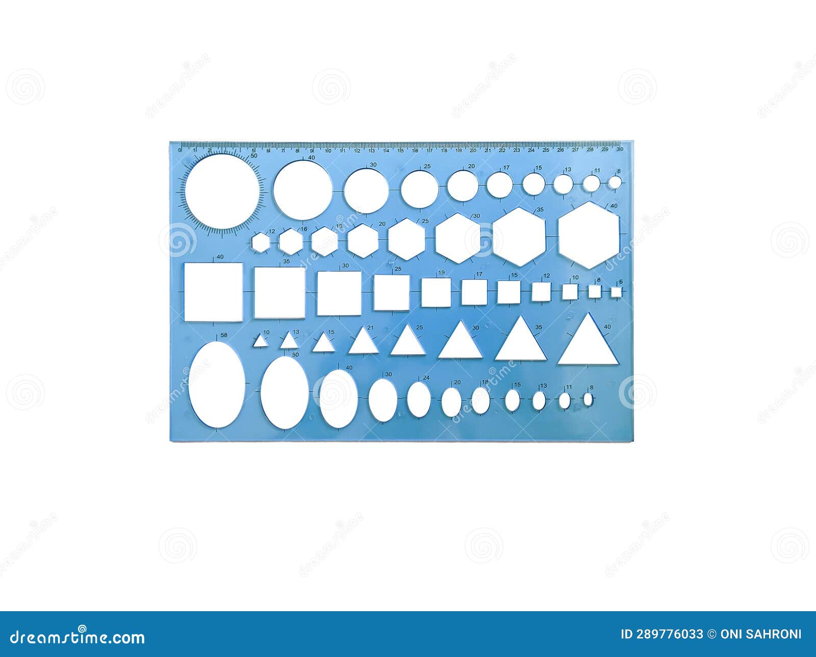 Blue Template Ruler with Various Shapes Stock Image - Image of plastic ...