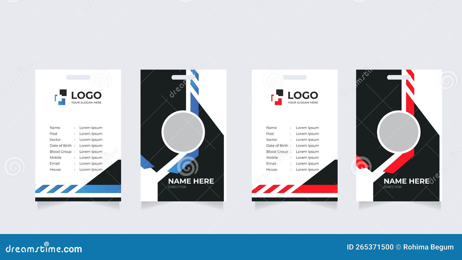 Blue Template Staff or Employee Identification Card Vector ...