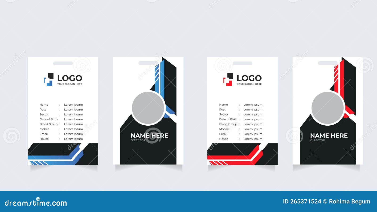 Blue Template Staff or Employee Identification Card Vector ...