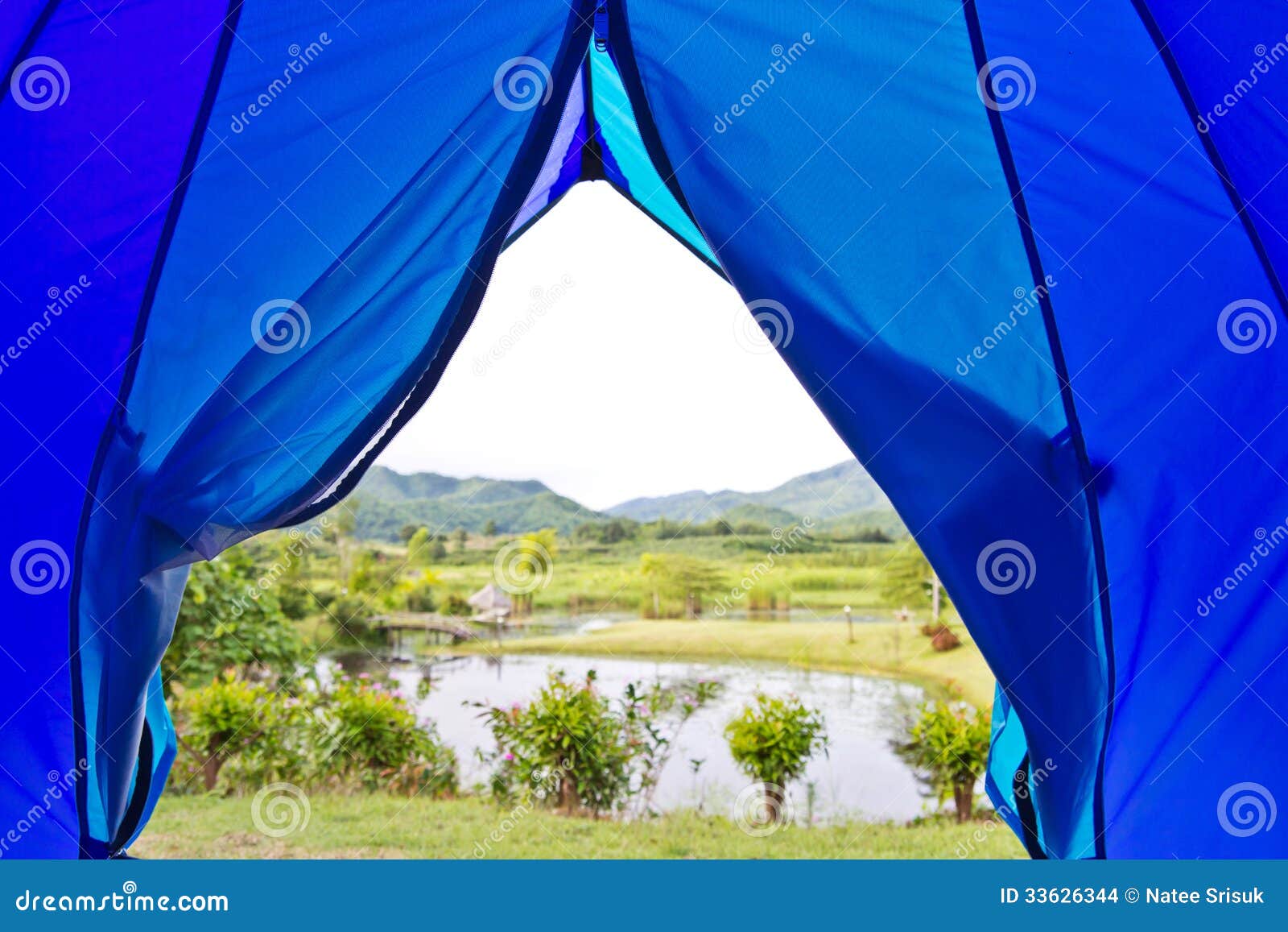 Blue tent stock photo. Image of green, outdoor, canvas - 33626344