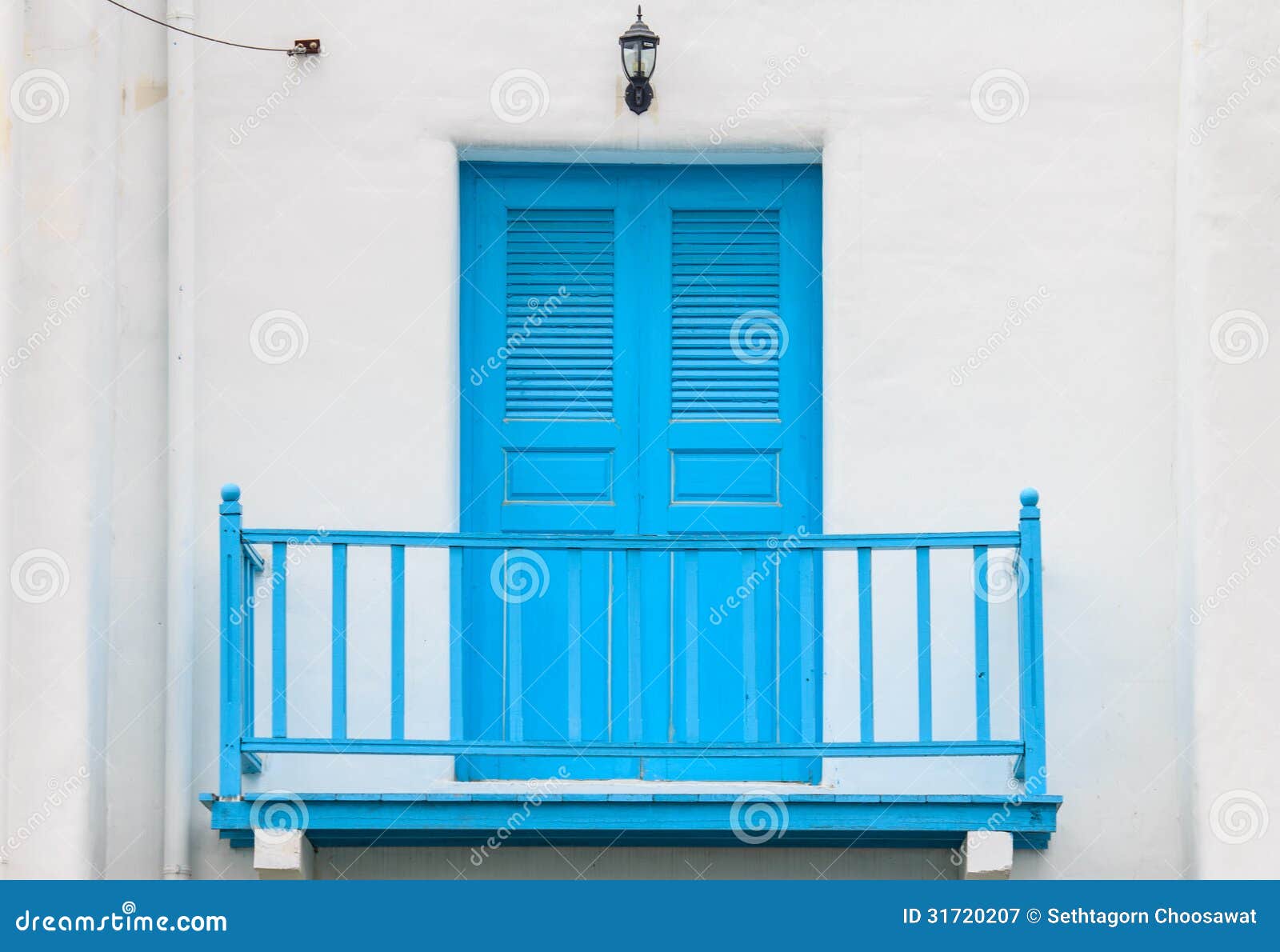 Blue Terrace stock image. Image of house, exterior, home - 31720207