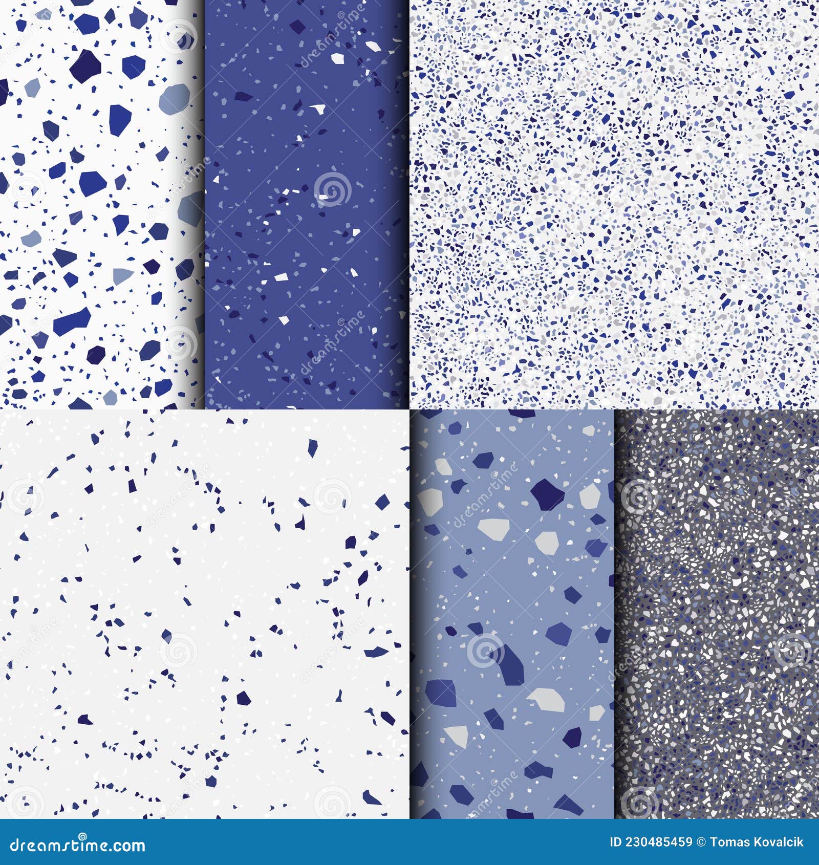 Blue Terrazzo Background. Collection of Seamless Pattern Stock Vector ...
