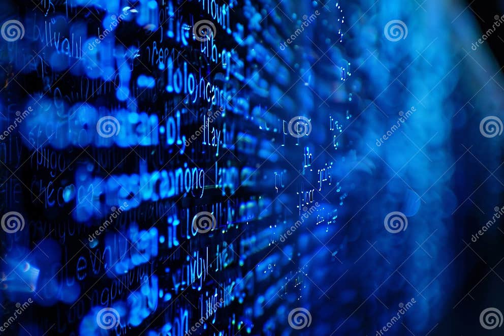 A Blue Text Flows on the Screen Forming a Meaningful Sentence ...