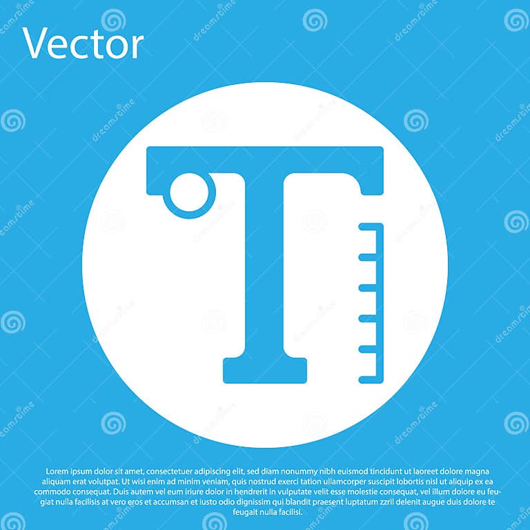 Blue Text Icon Isolated on Blue Background. White Circle Button Stock ...