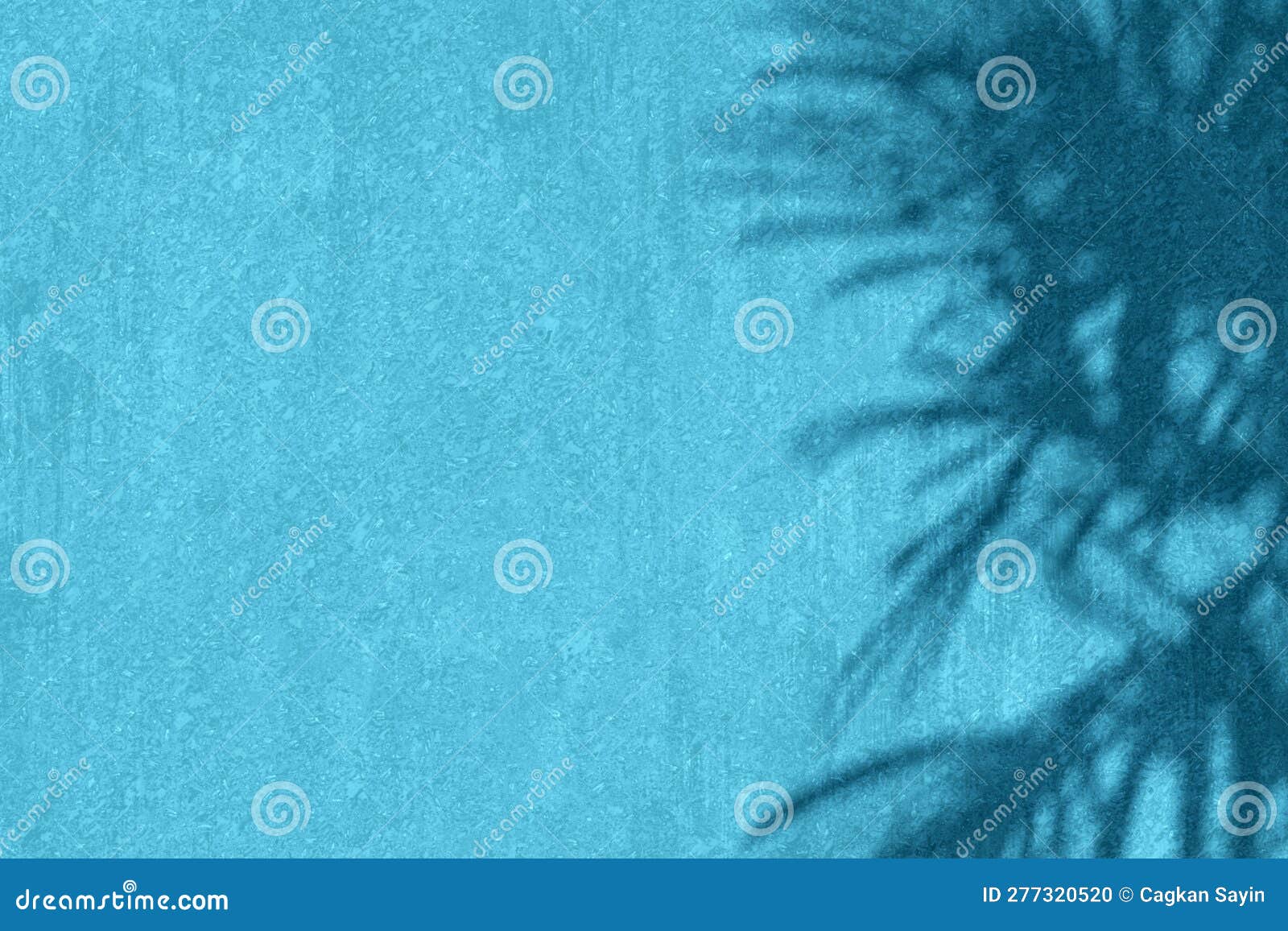 Blue Textured Plaster Wall Background with Palm Leaves Shadow Stock ...