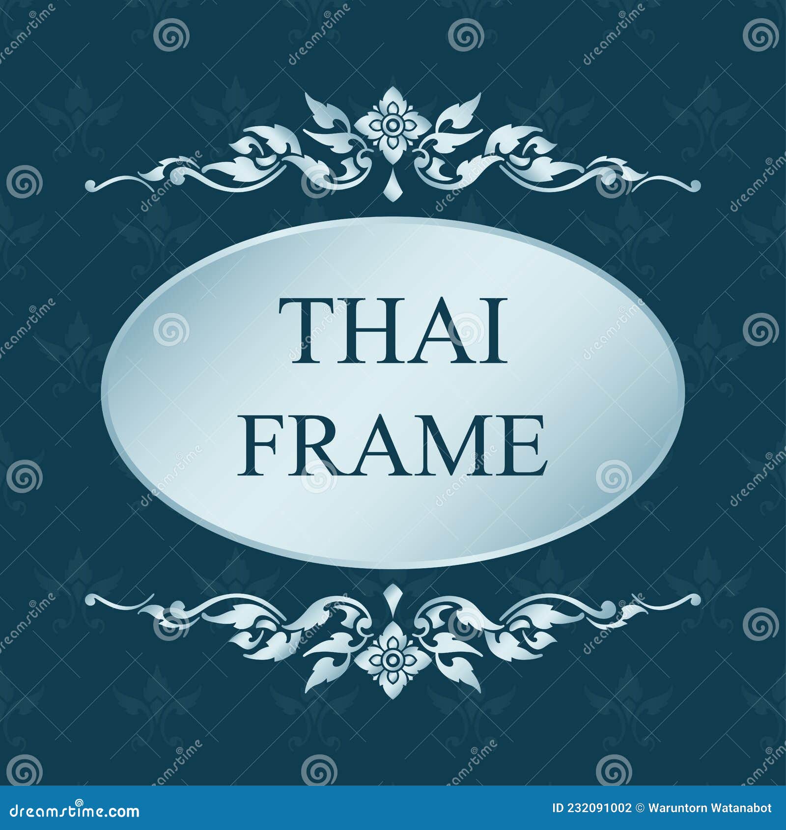 Thai blue art frame border stock vector. Illustration of blue - 232091002