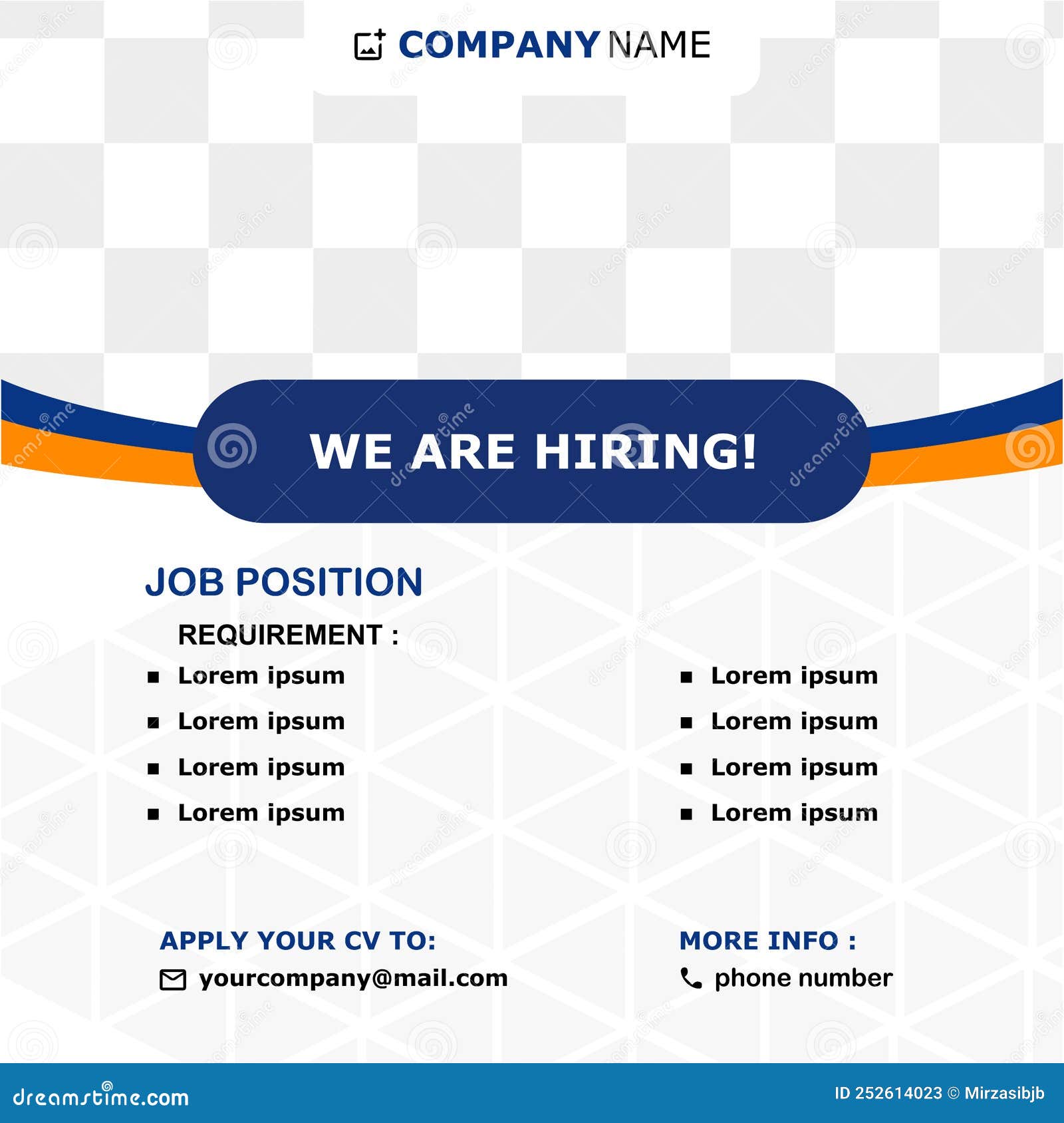 Blue Theme Job Hiring stock vector. Illustration of position - 252614023