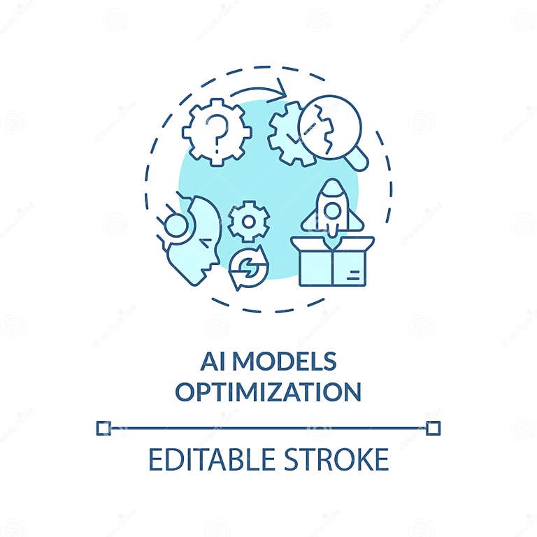 Blue Thin Line Icon AI Models Optimization Concept Stock Illustration ...