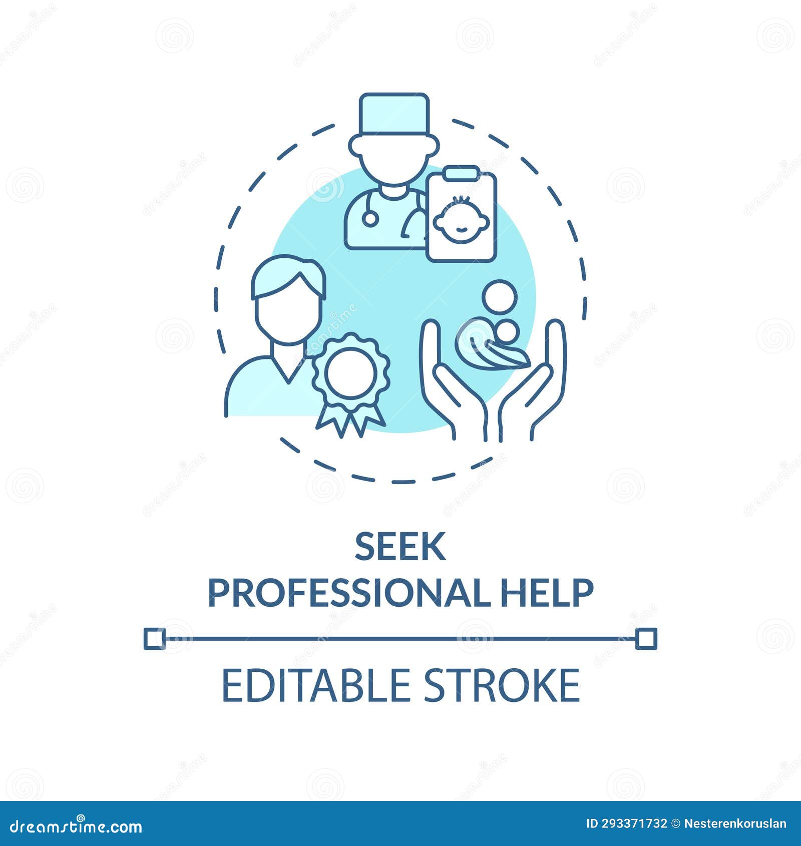 Blue Thin Line Icon Seek Professional Help Concept Stock Illustration ...