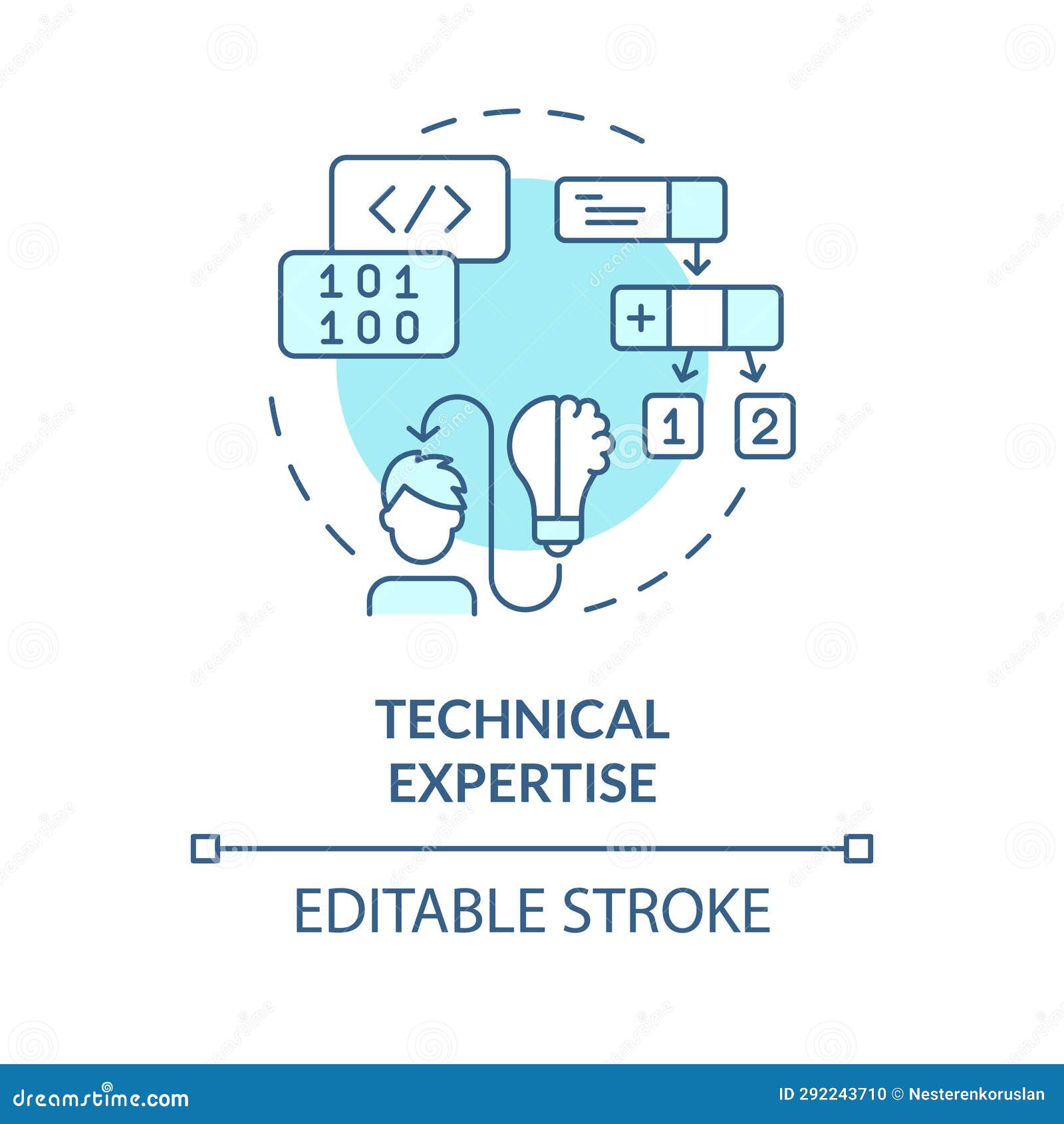 Blue Thin Line Icon Technical Expertise Concept Stock Illustration - Illustration of tool ...
