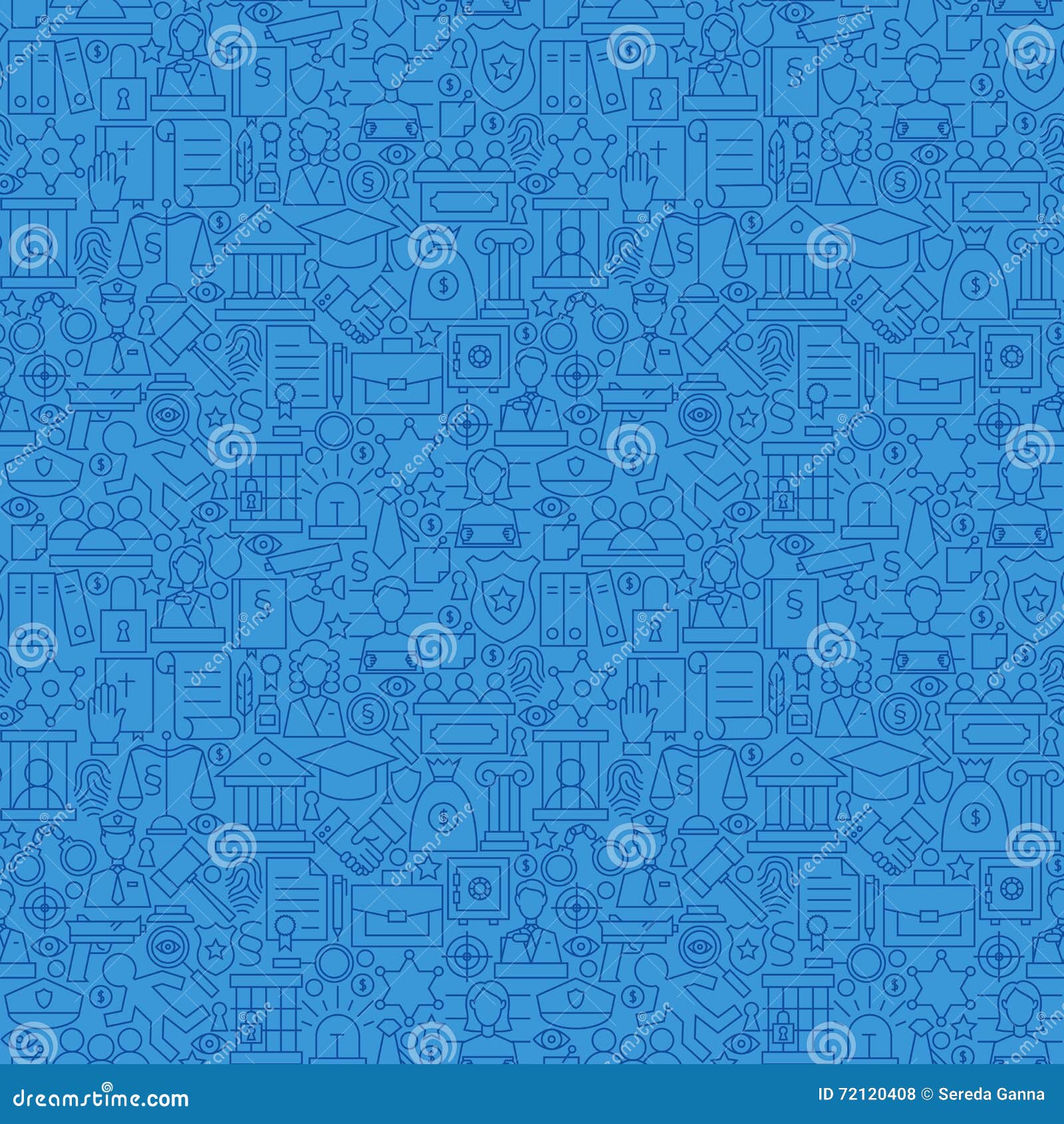 Blue Thin Line Law and Justice Seamless Pattern Stock Vector ...