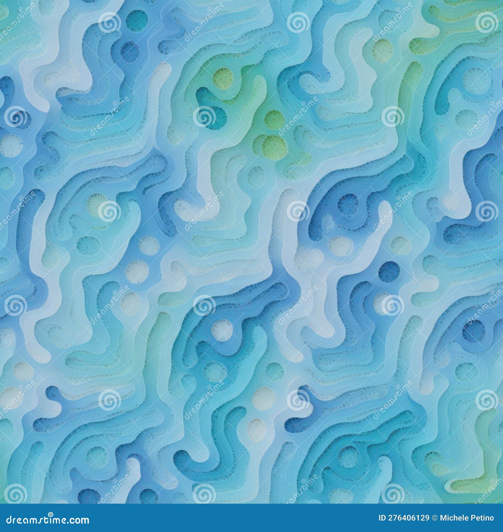 A Blue Thread Coiling On A Pale Blue And Green Background Intricate