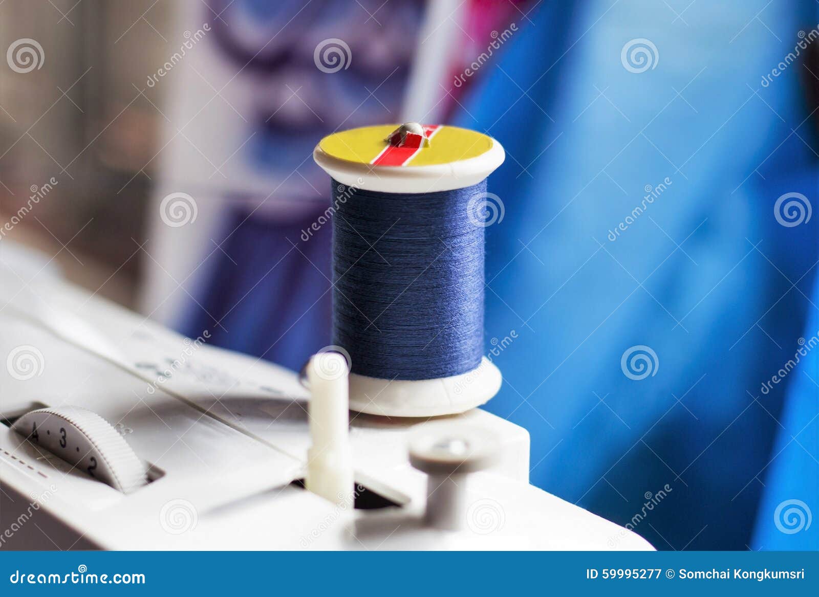 The Blue thread rolls stock image. Image of sewing, spin - 59995277