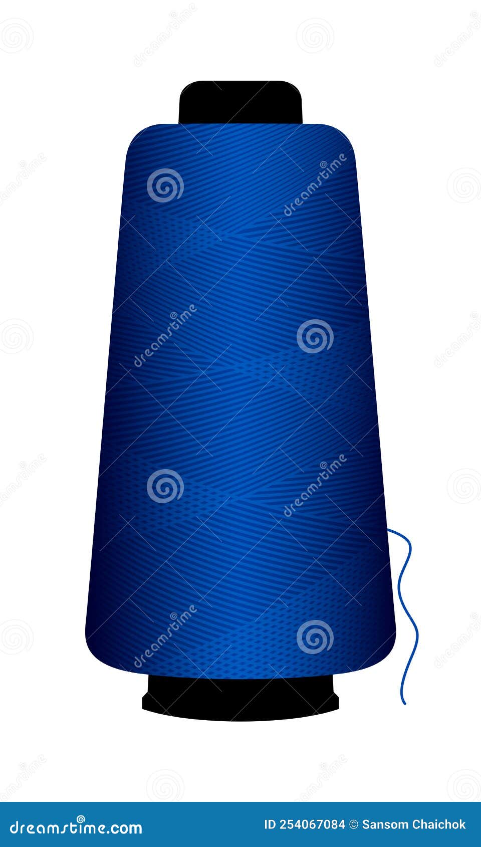 Blue Thread Spool Royalty Isolated Template on White Background, Vector ...