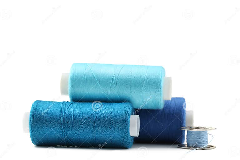Blue thread spools stock image. Image of reel, embroidery - 115523717