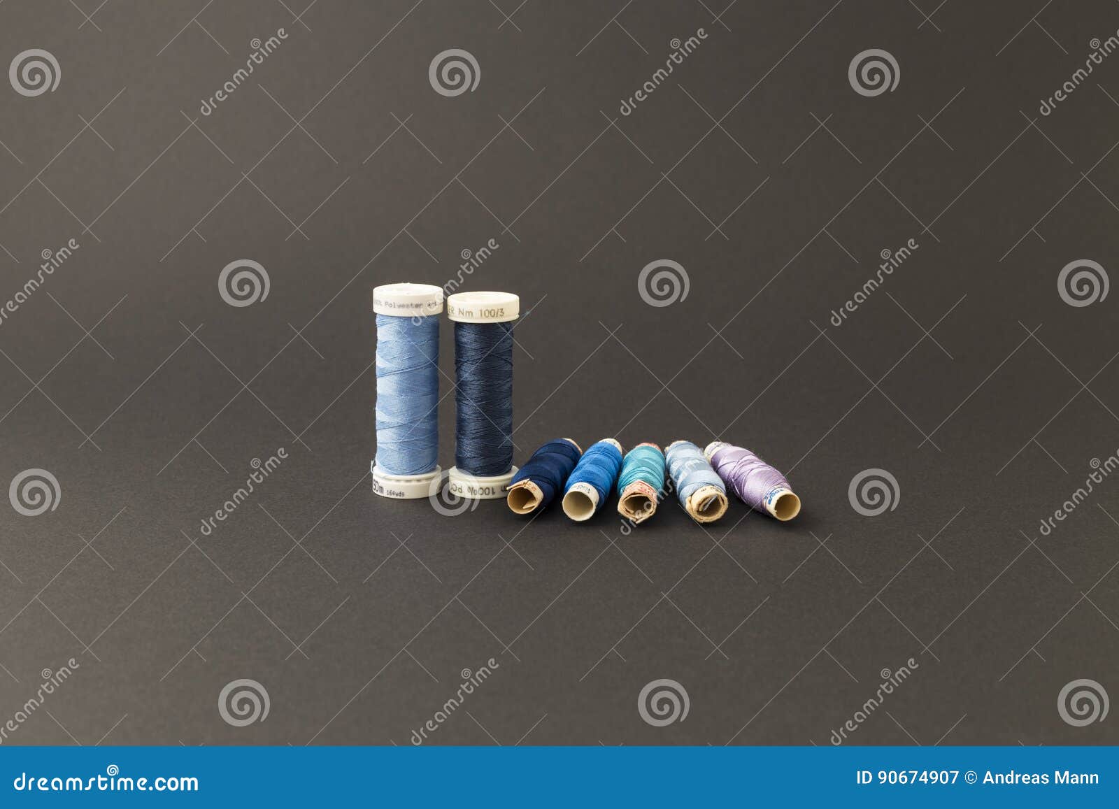 Blue thread spools stock image. Image of closeup, polyester - 90674907