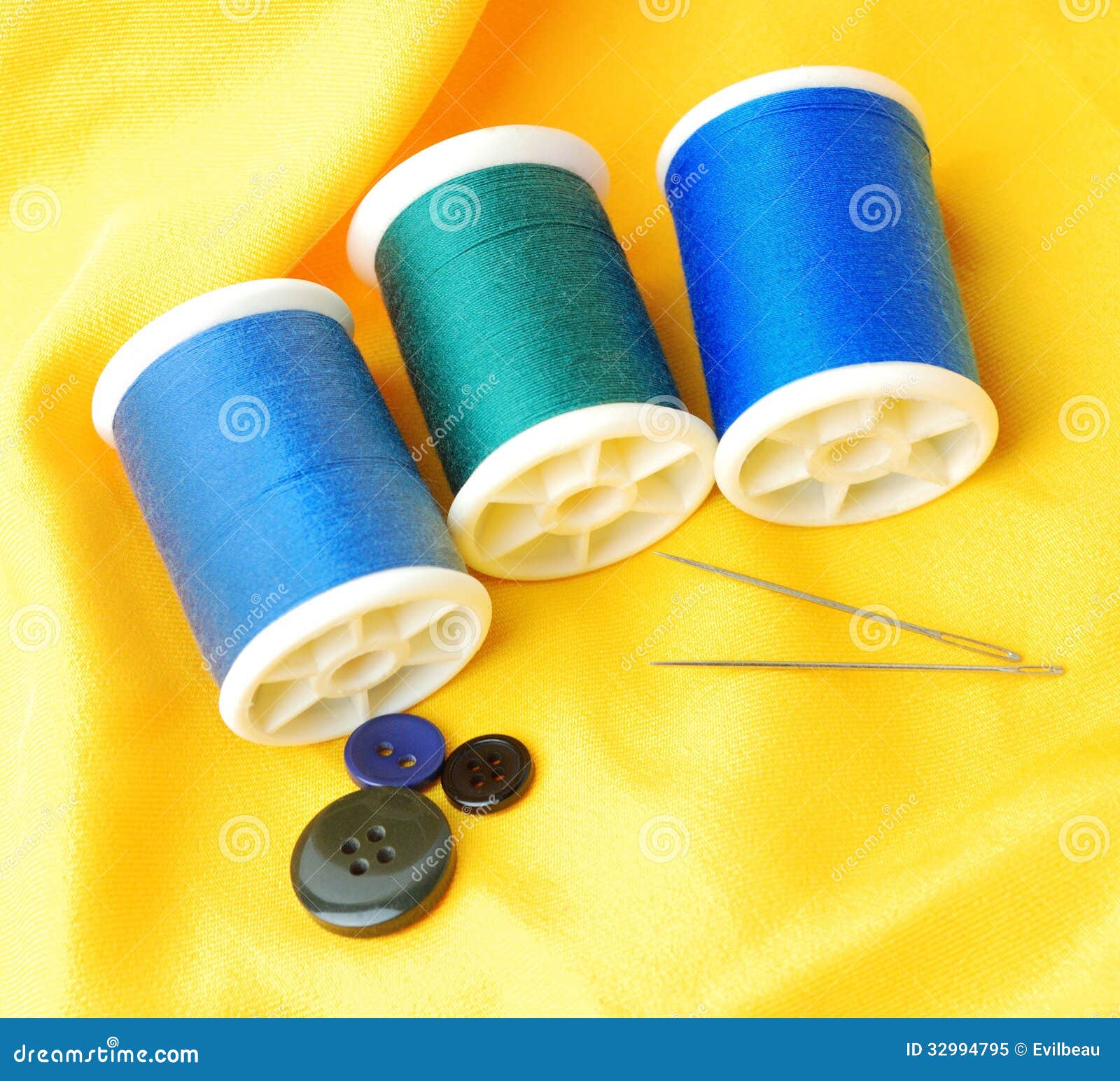 Blue threads set stock image. Image of sewing, needle - 32994795