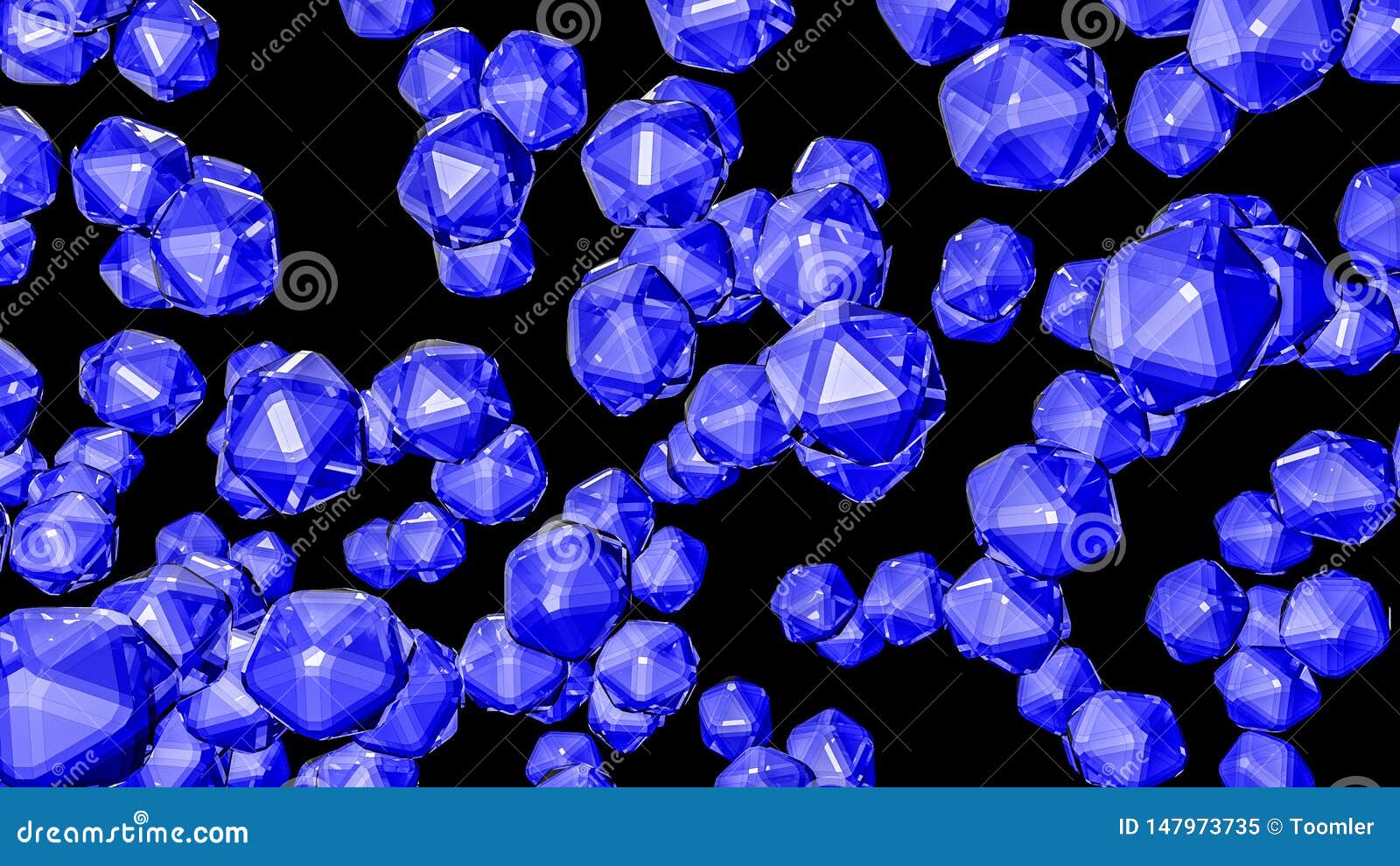 Blue Three-dimensional Crystals. Abstract. 3D Rendering Stock ...