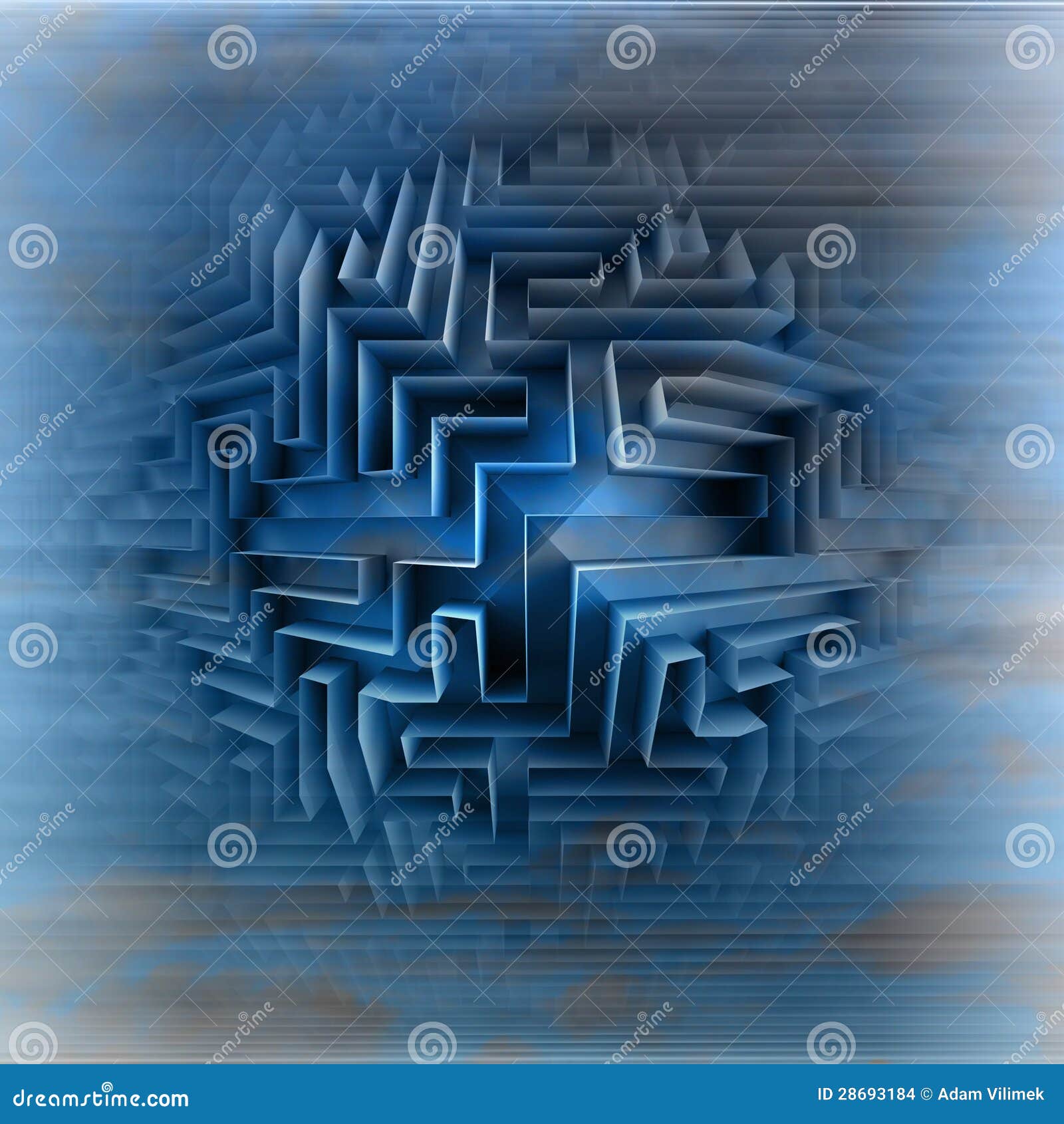Blue Three Dimensional Network Maze Motion Blur Stock Illustration ...
