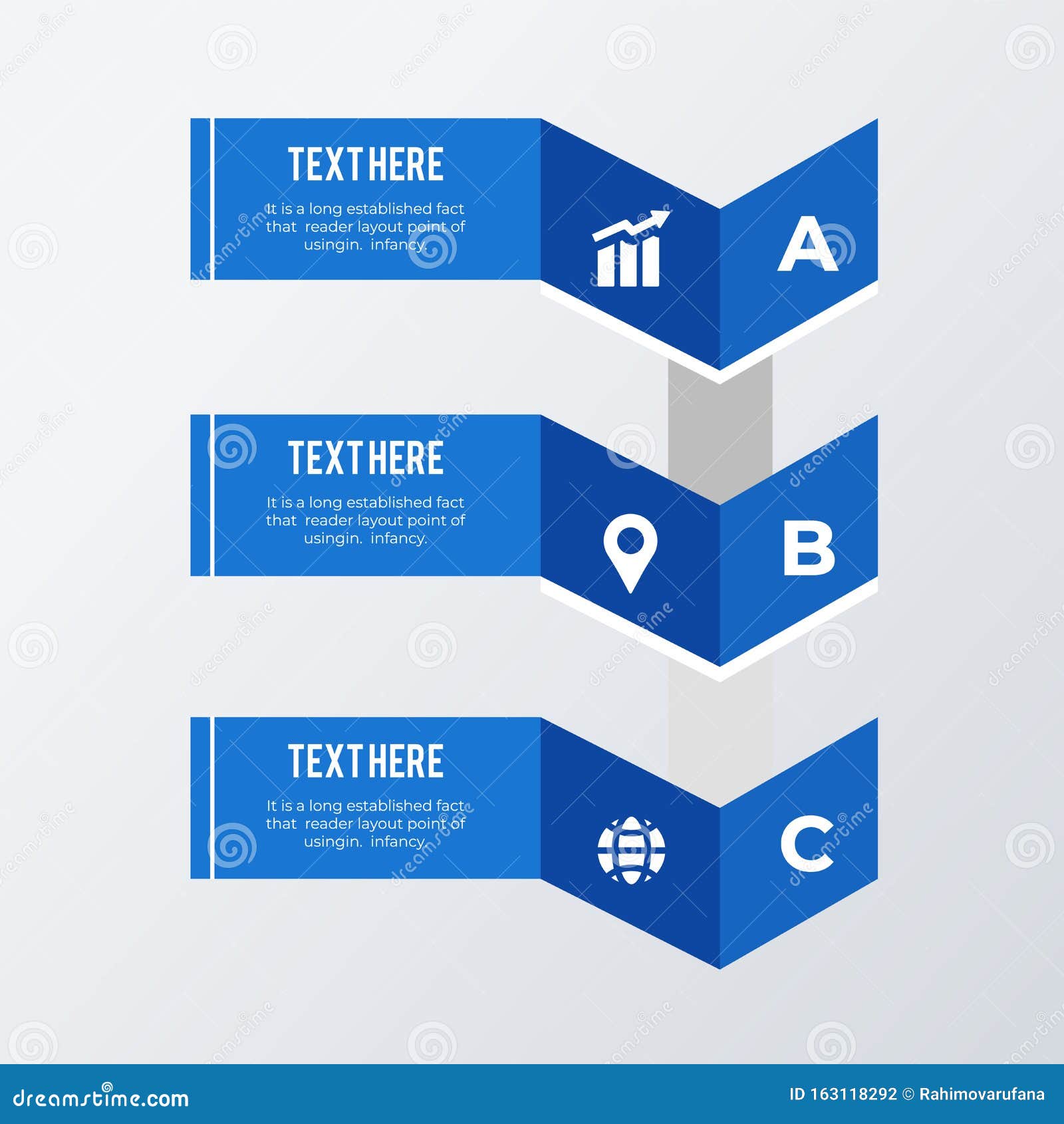 Blue Three List Infographic Template Design. Business Concept Infograph ...