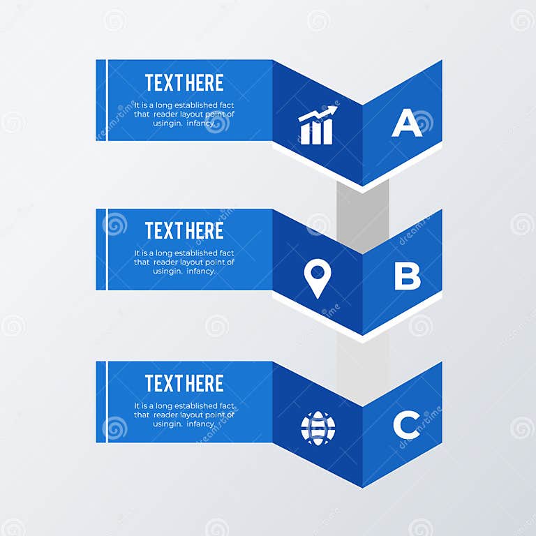 Blue Three List Infographic Template Design. Business Concept Infograph ...