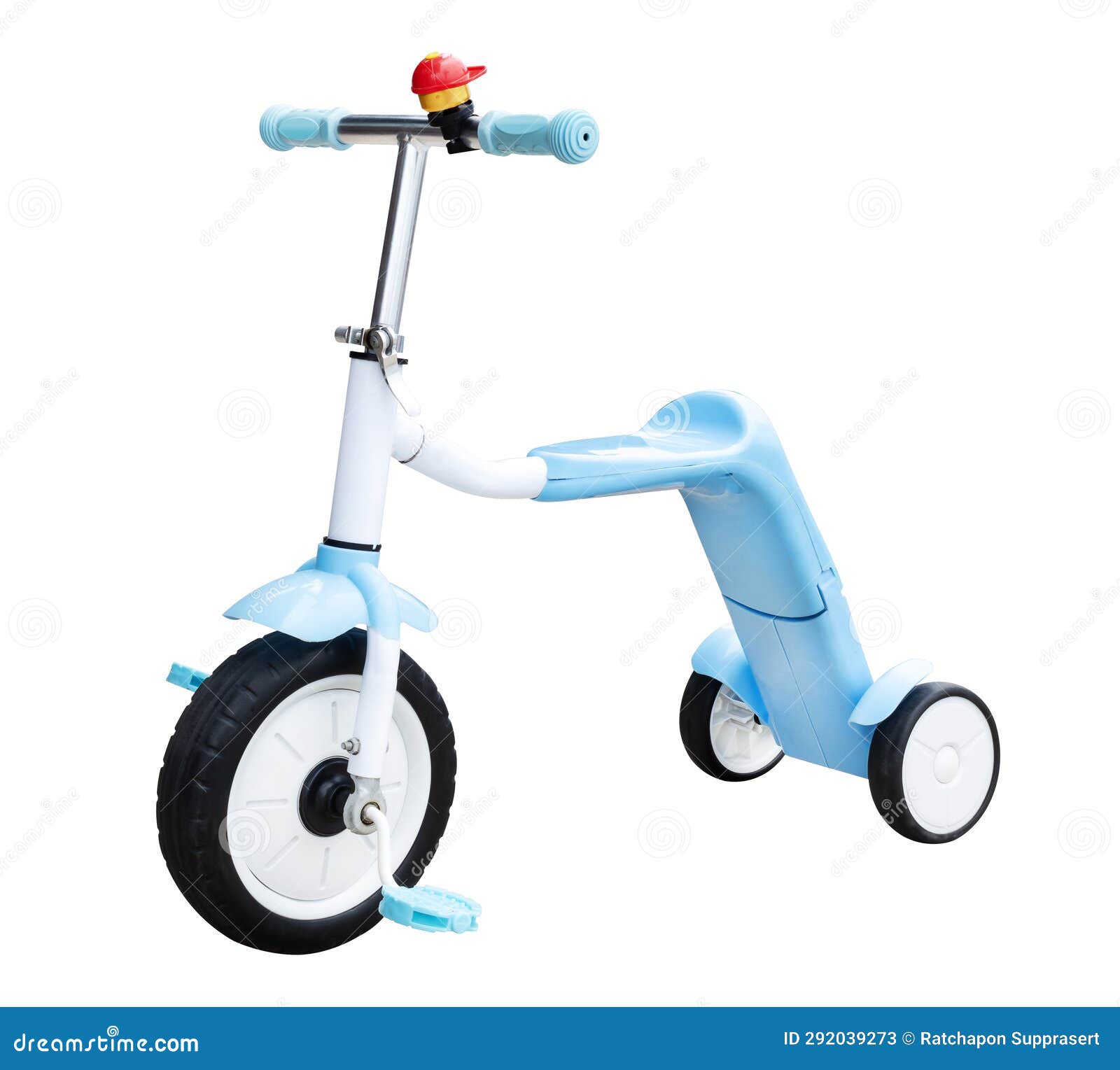 Blue Three Wheel Bicycle Isolated on White Background with Clipping ...